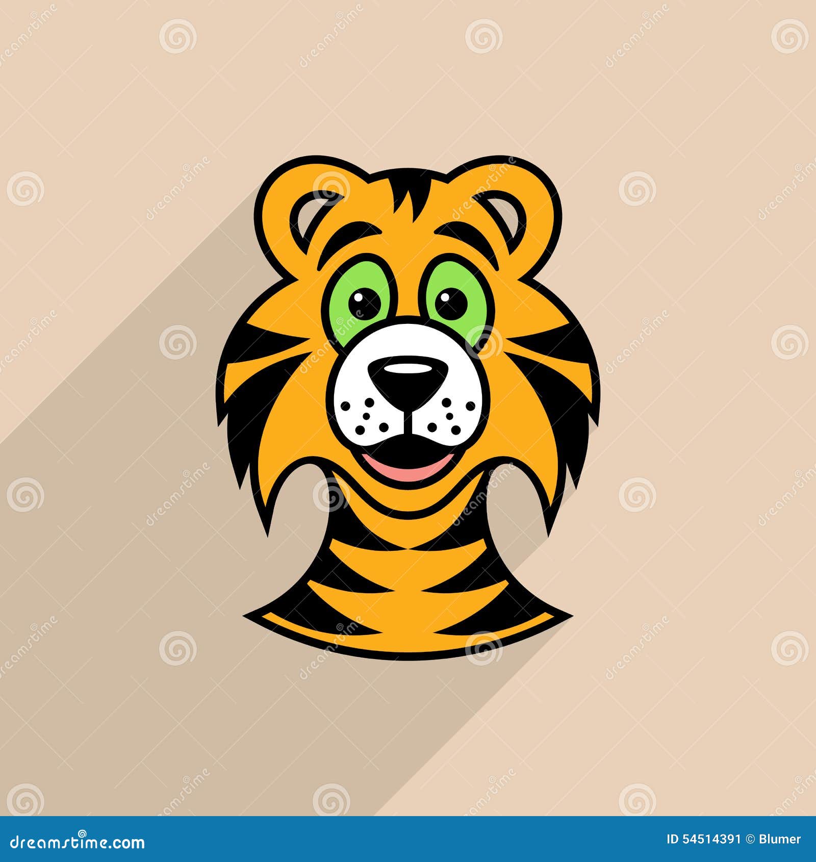 Tiger cartoon face stock vector. Illustration of cartoon - 54514391