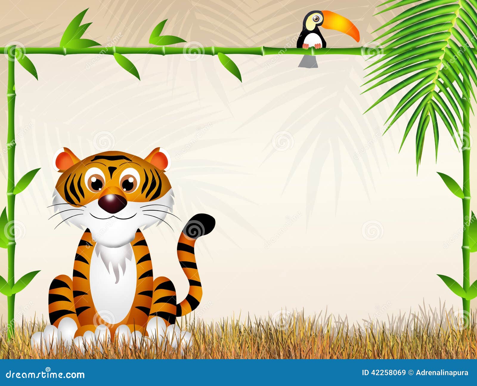 Tiger cartoon stock illustration. Illustration of bamboo - 42258069