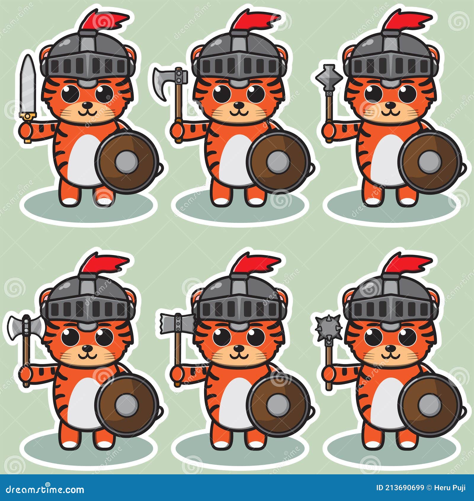 Vector Illustration of Cute Tiger Knight Cartoon. Stock Vector ...