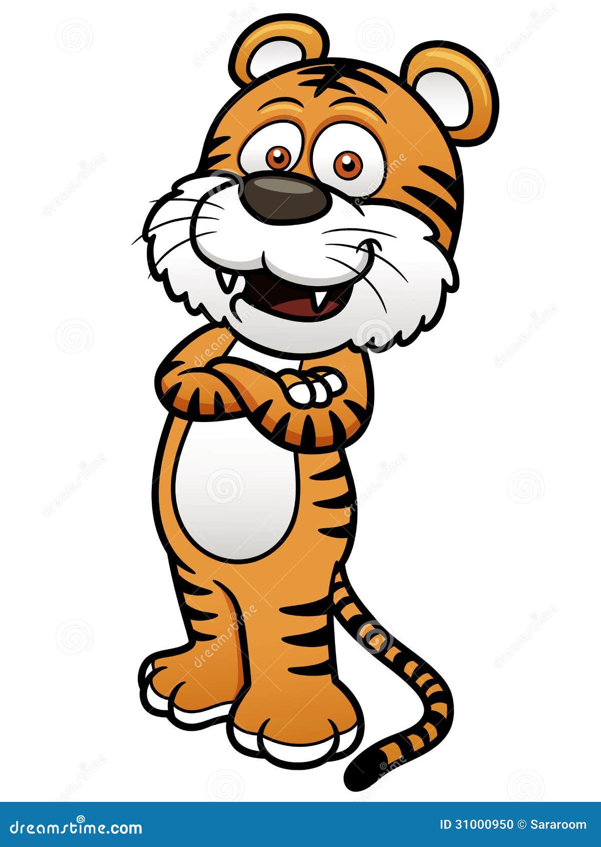 Cartoon Tiger Creeping Up Ion A Blue Background | CartoonDealer.com ...