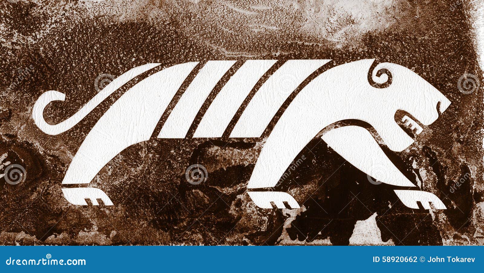 Tiger is in a cave stock illustration. Illustration of lines - 58920662