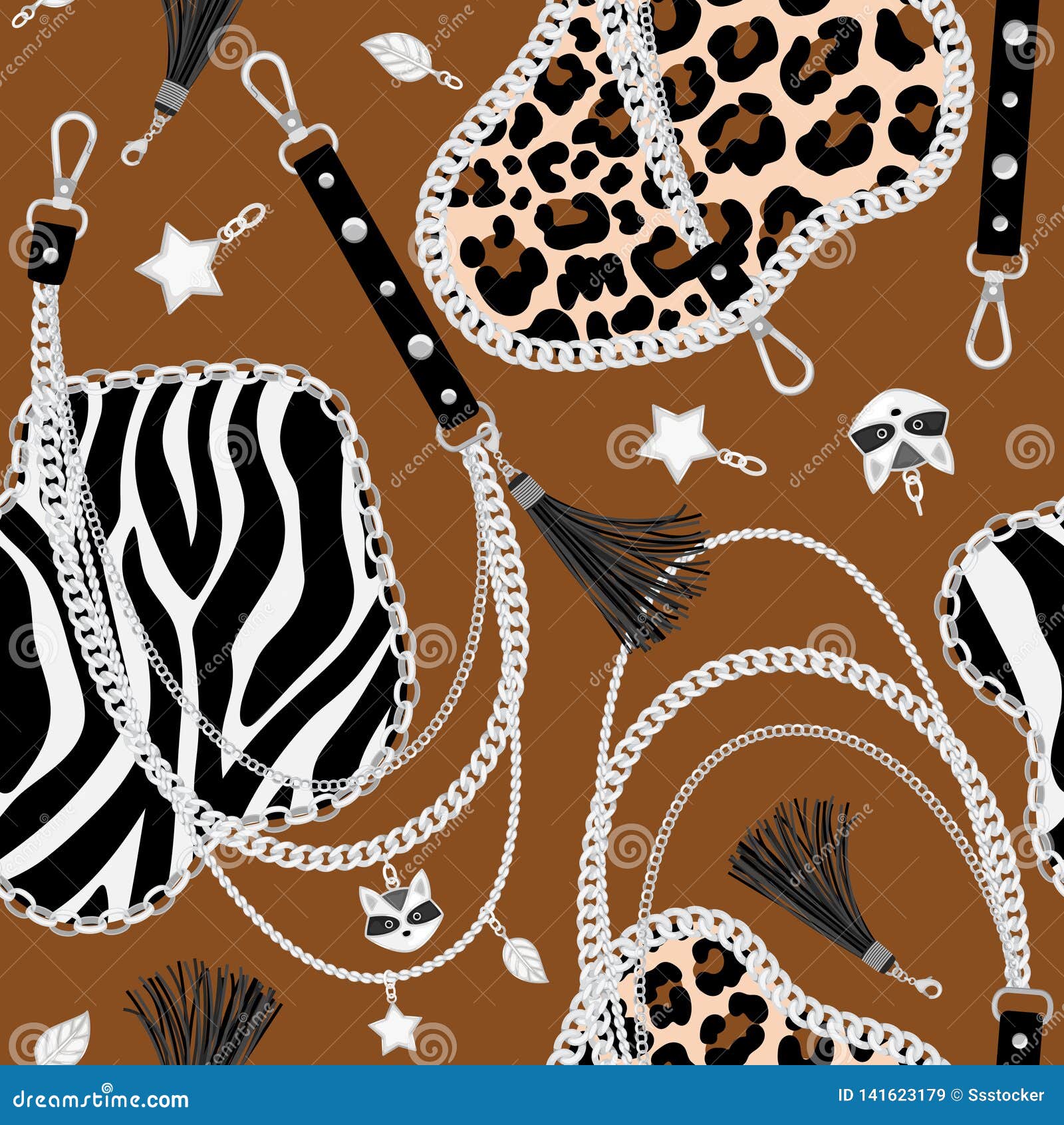 Tiger Chains Seamless Pattern Stock Vector - Illustration of brown ...