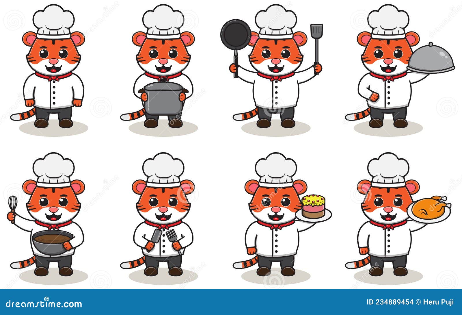 Vector Illustration of Chef Tiger Cartoon. Stock Vector - Illustration ...