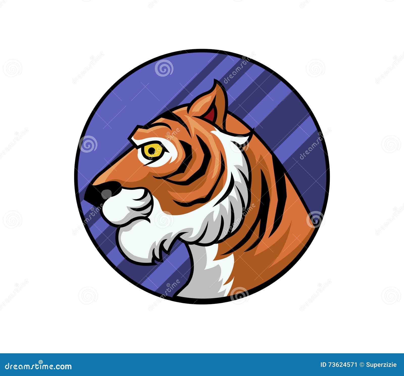 Tiger Circle Badge stock vector. Illustration of wildlife - 73624571