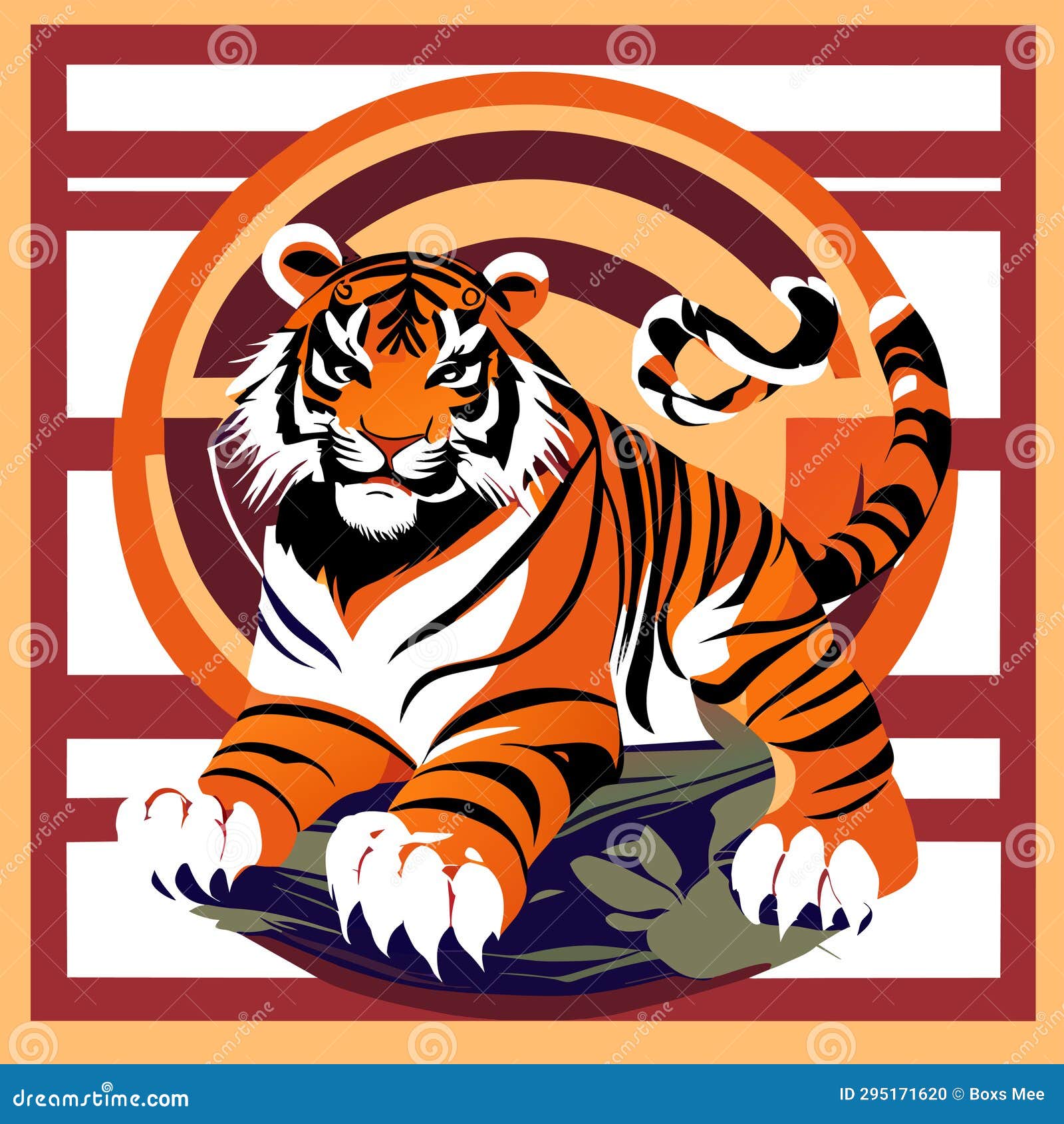 Tiger in the Circle. Vector Illustration of a Tiger in a Circle Stock ...