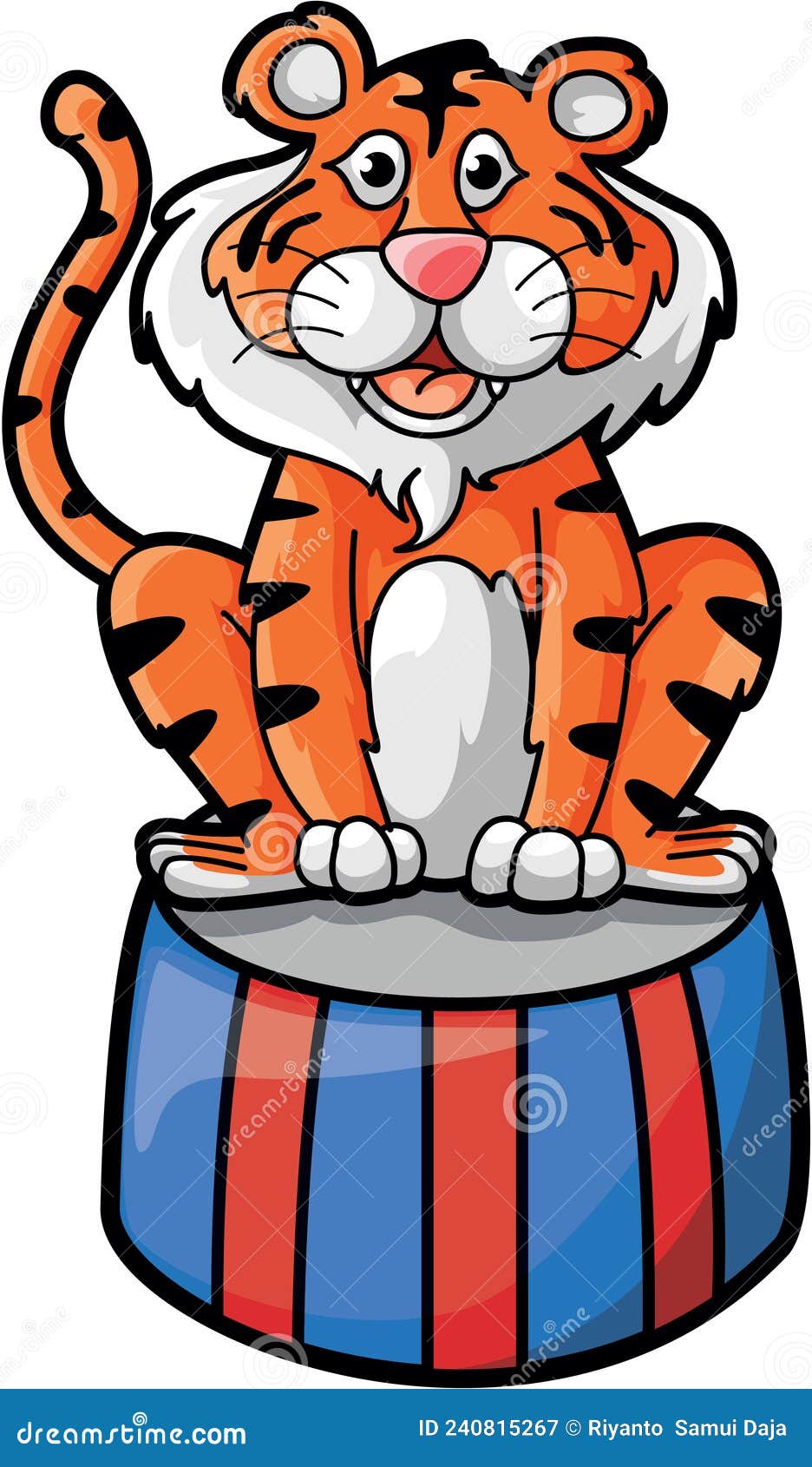 Tiger on Circus Cartoon Color Illustration Stock Vector - Illustration ...