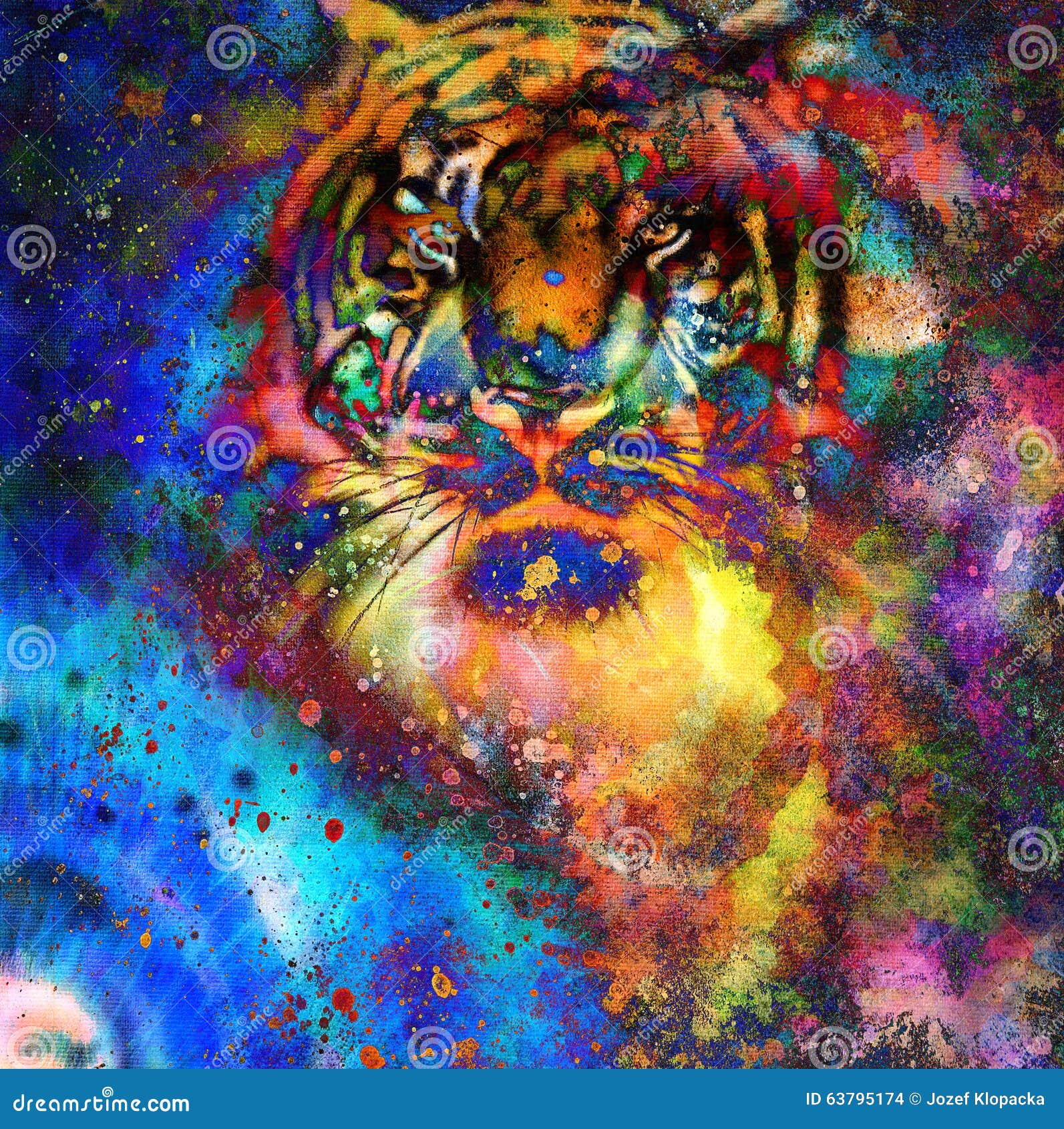 Tiger Collage on Color Abstract Background Stock Illustration ...