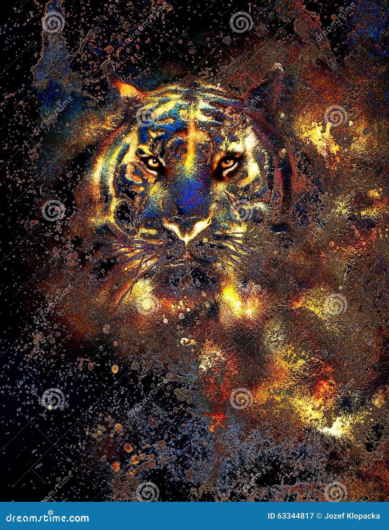 Tiger Collage on Color Abstract Background Stock Illustration ...