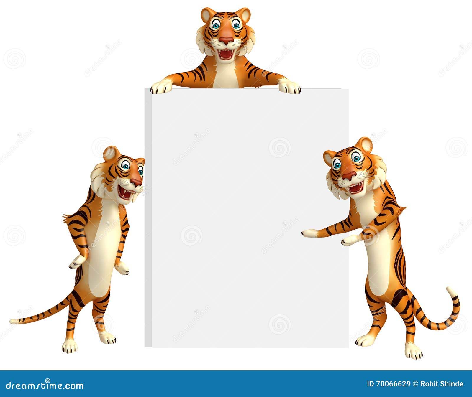Tiger Collection with White Board Stock Illustration - Illustration of ...