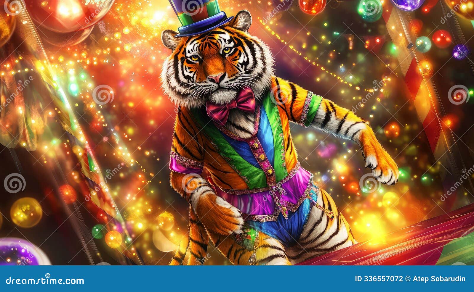Tiger in a Circus stock photo. Image of green, bright - 336557072