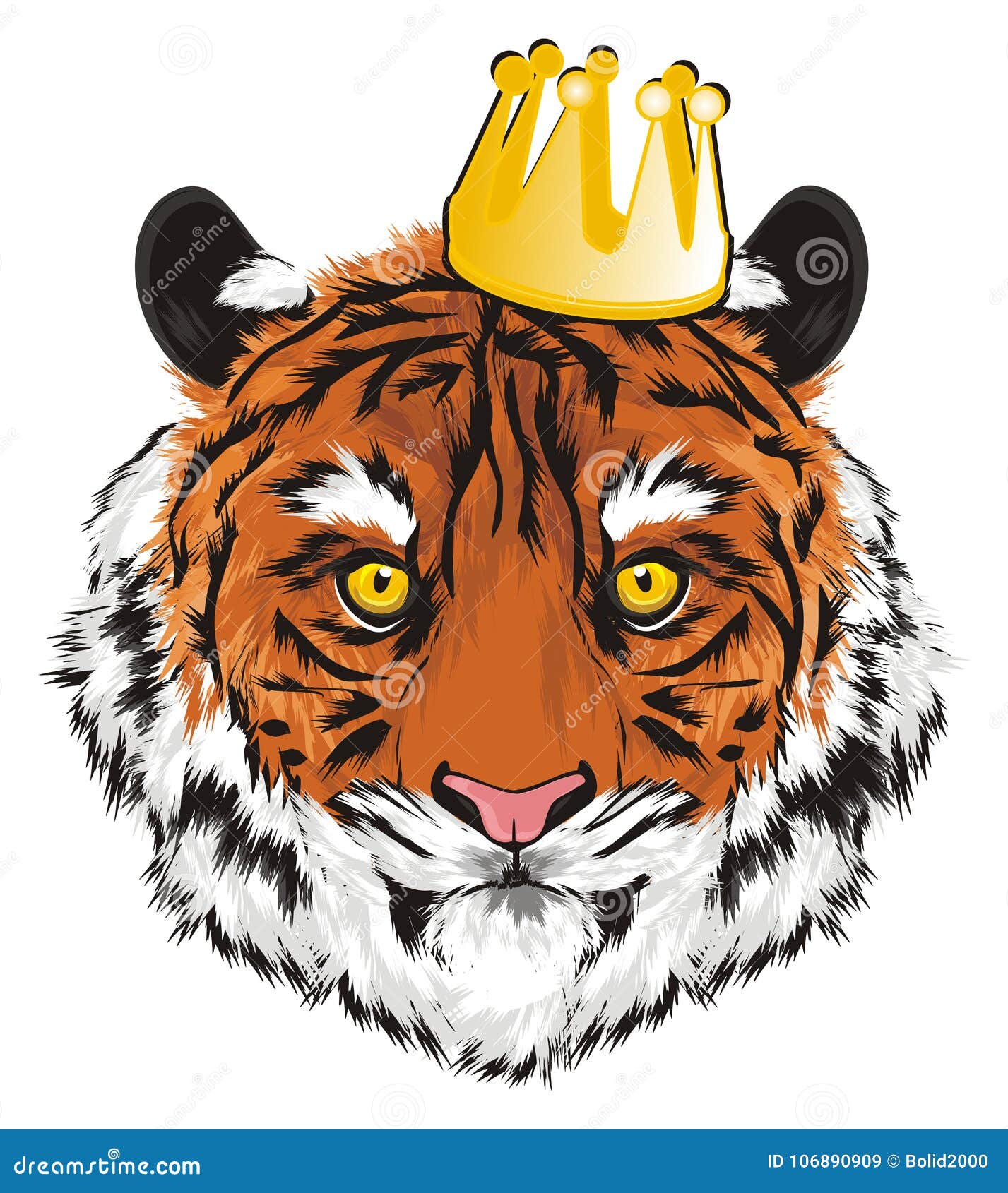 Tiger and crown stock illustration. Illustration of circus - 106890909