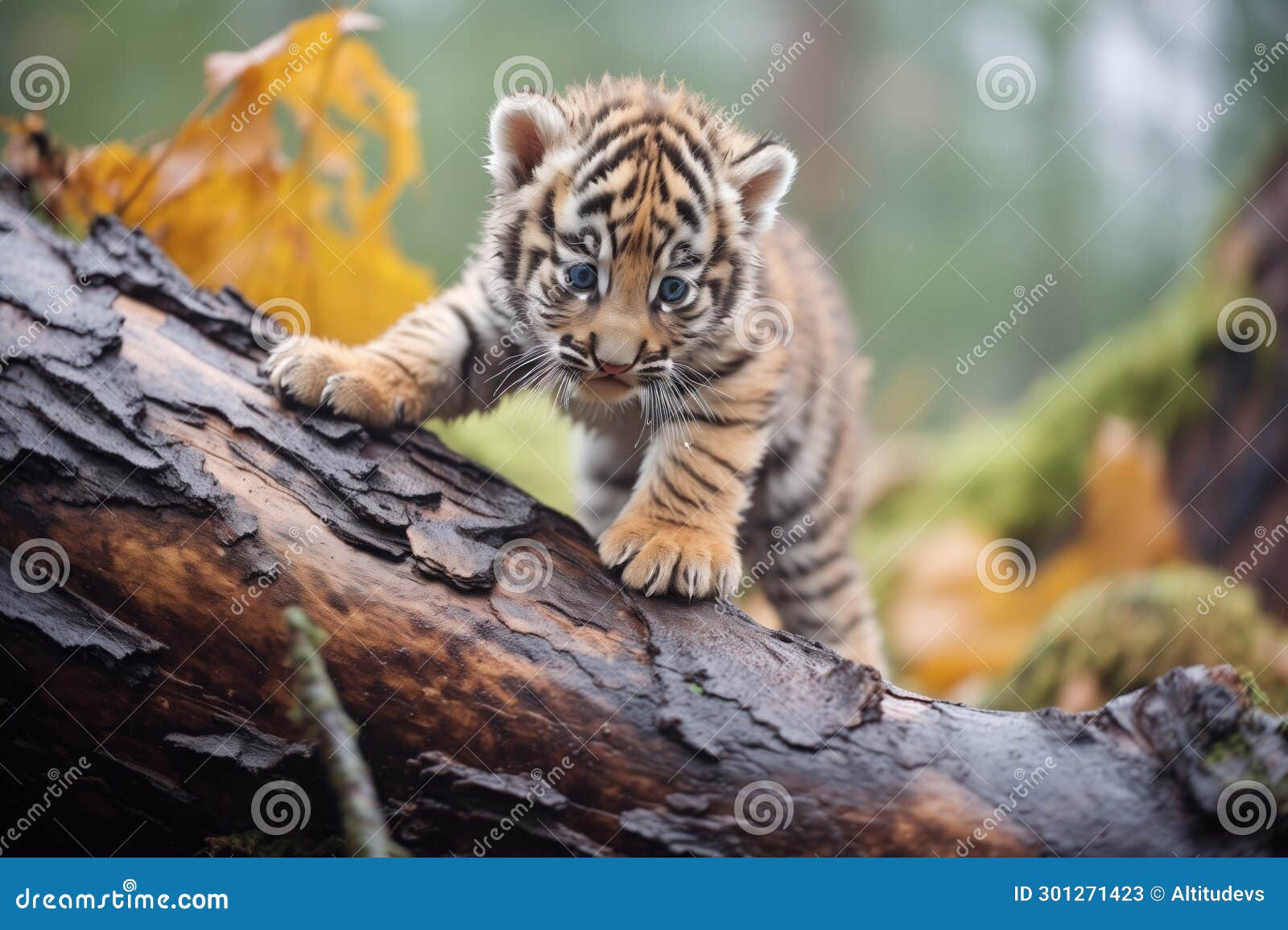 Tiger Cub Climbing Over Tree Roots in Discovery Stock Image - Image of ...
