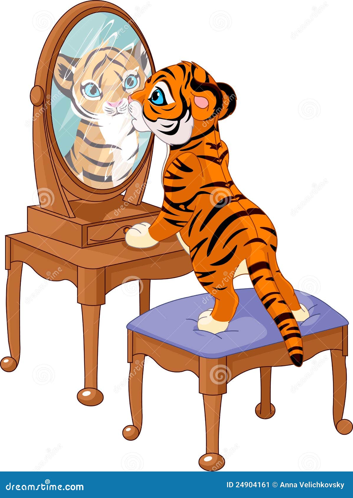 Tiger Cub Looking in the Mirror Stock Vector - Illustration of mirror ...