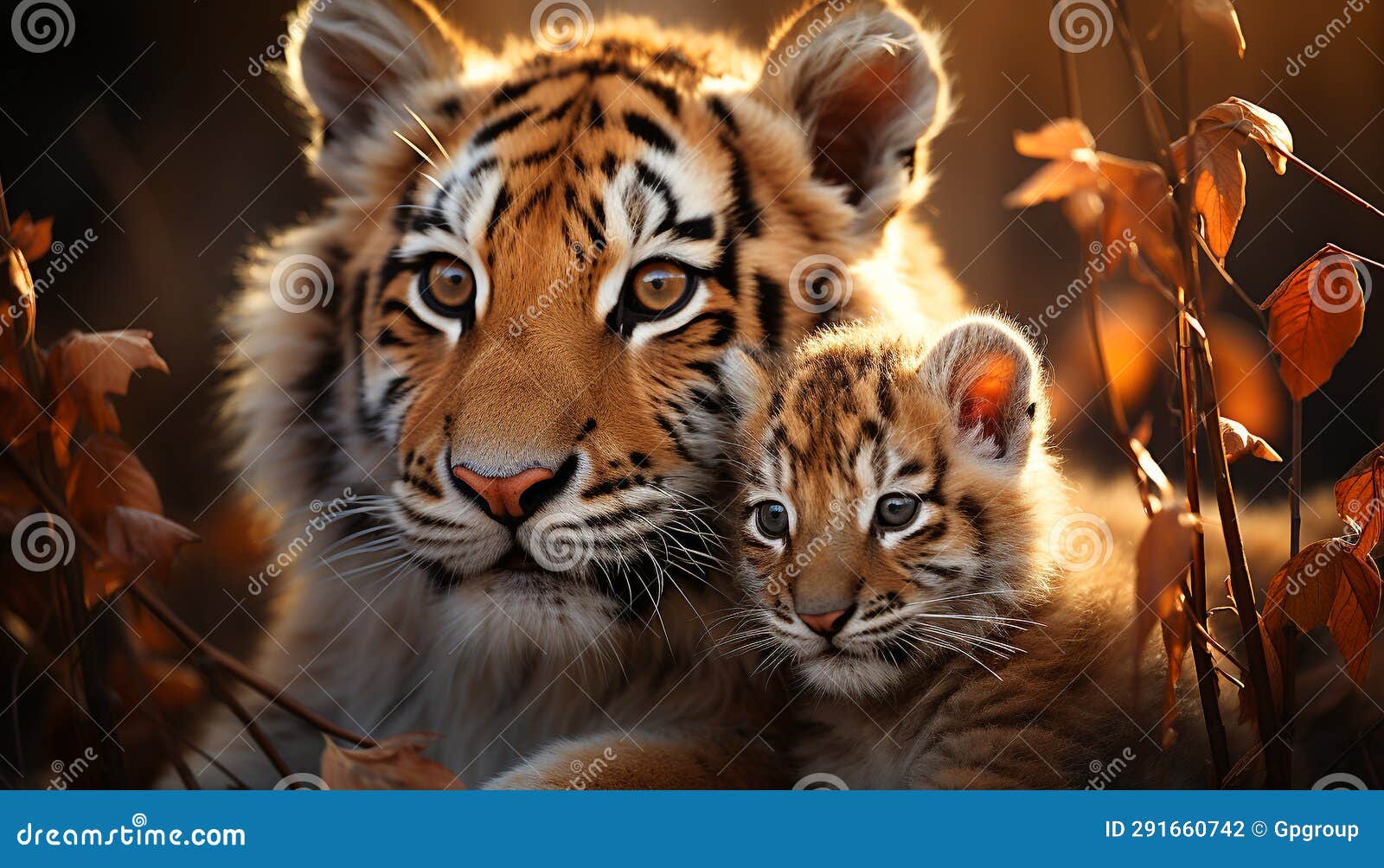 Tiger Cub Playing, Staring, Hiding in Grass, Nature Beauty Generated by ...