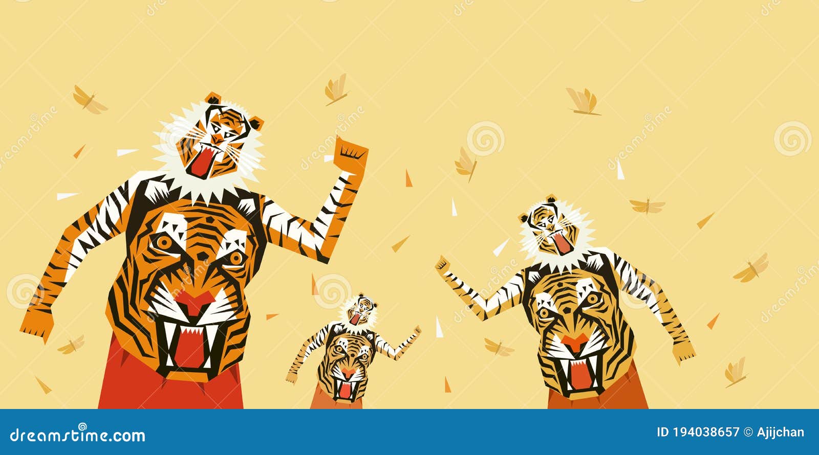 Tiger Dancers.Symbol Of Onam Festival In Kerala Vector Illustration ...