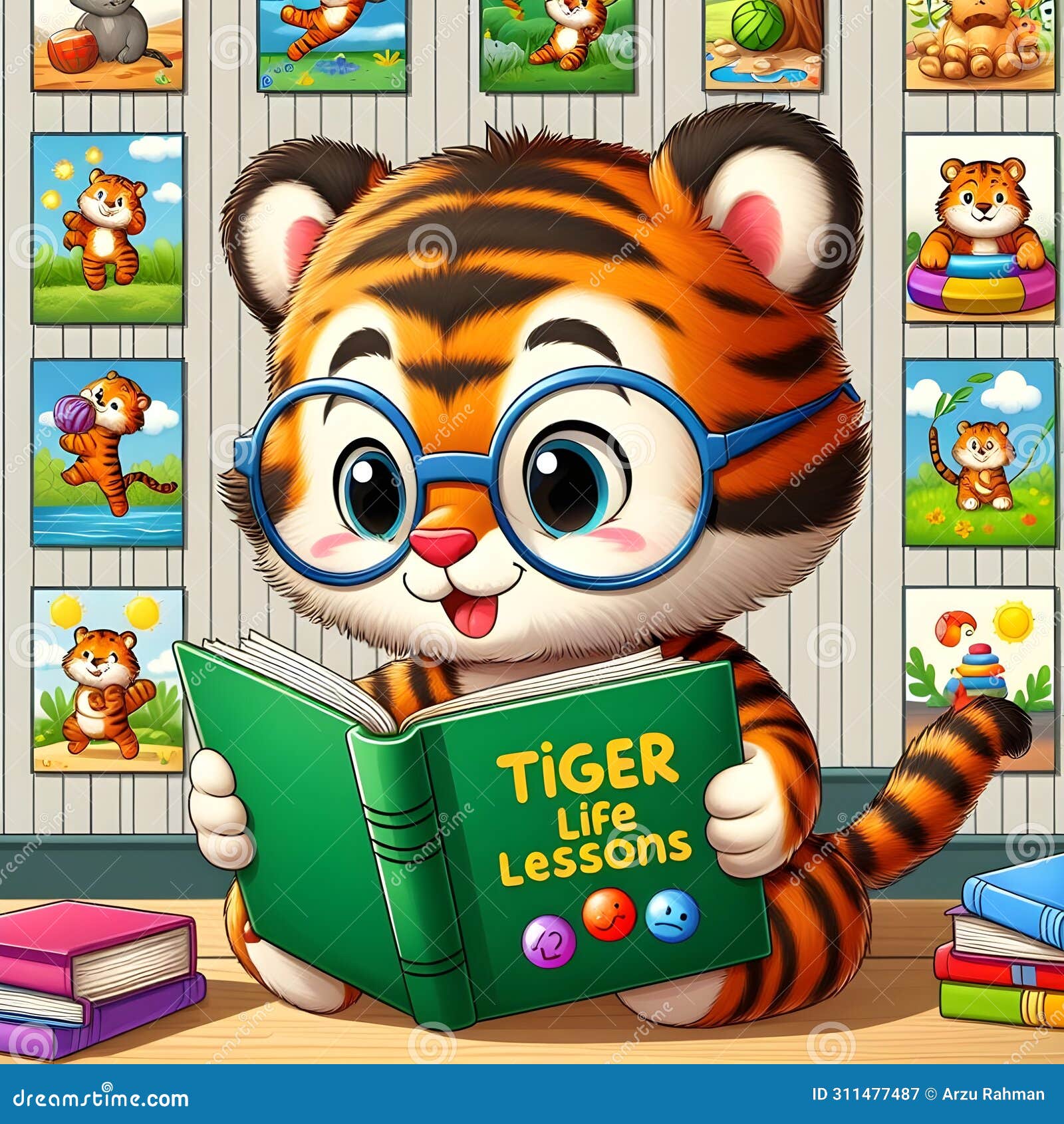 Tiger dancing with music stock illustration. Illustration of cartoon ...