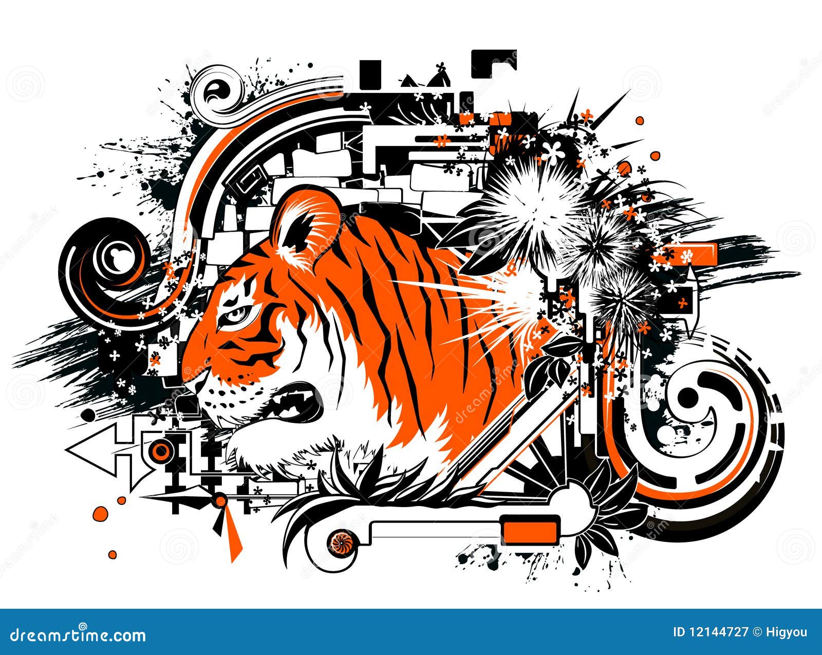 Tiger Design, Orange stock illustration. Illustration of arrow - 12144727