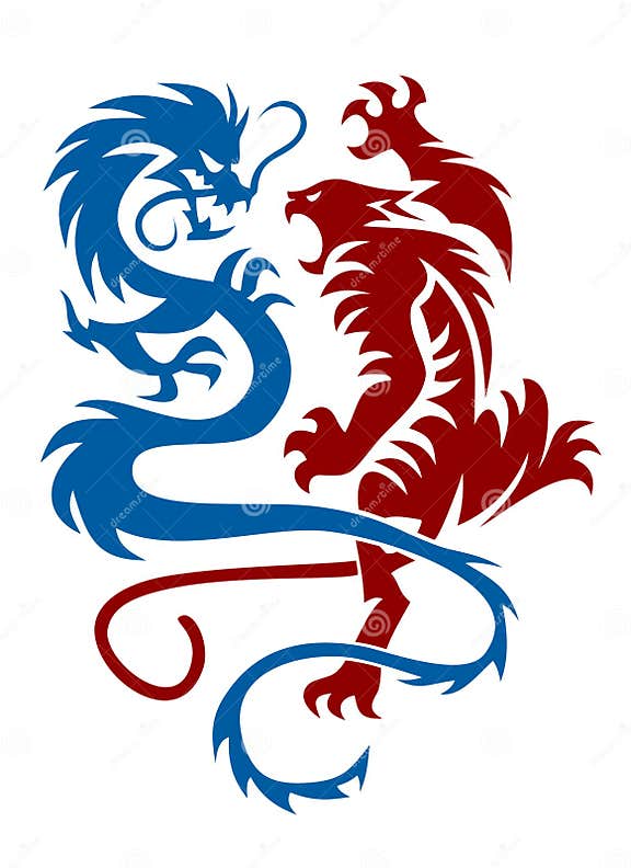 Tiger & Dragon stock vector. Illustration of vector - 4975689