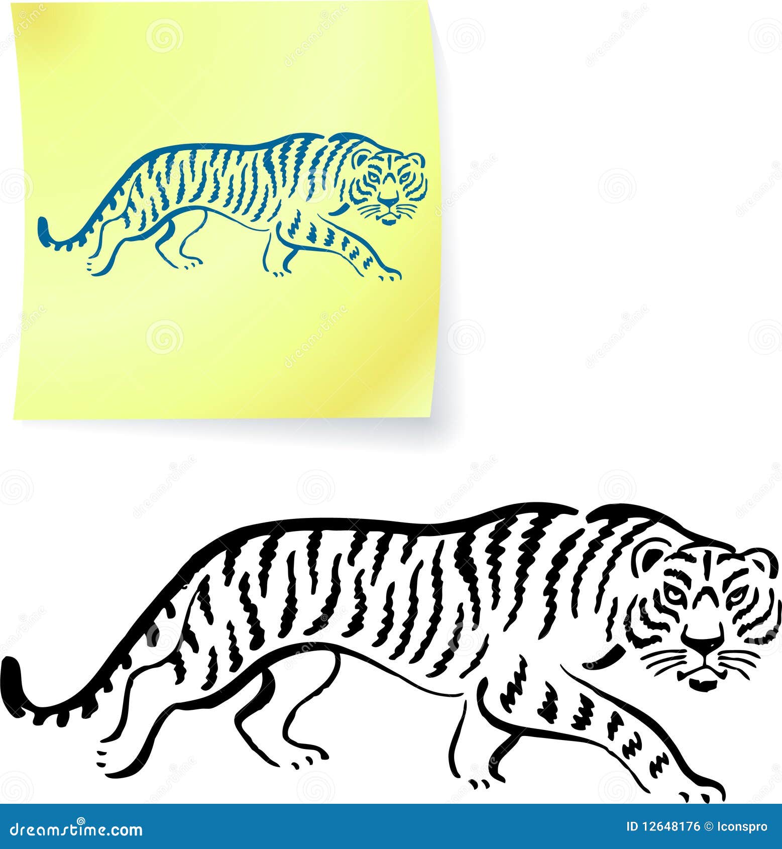 Tiger, Drawing Of A Tiger Using The Japanese Brushstroke Technique ...