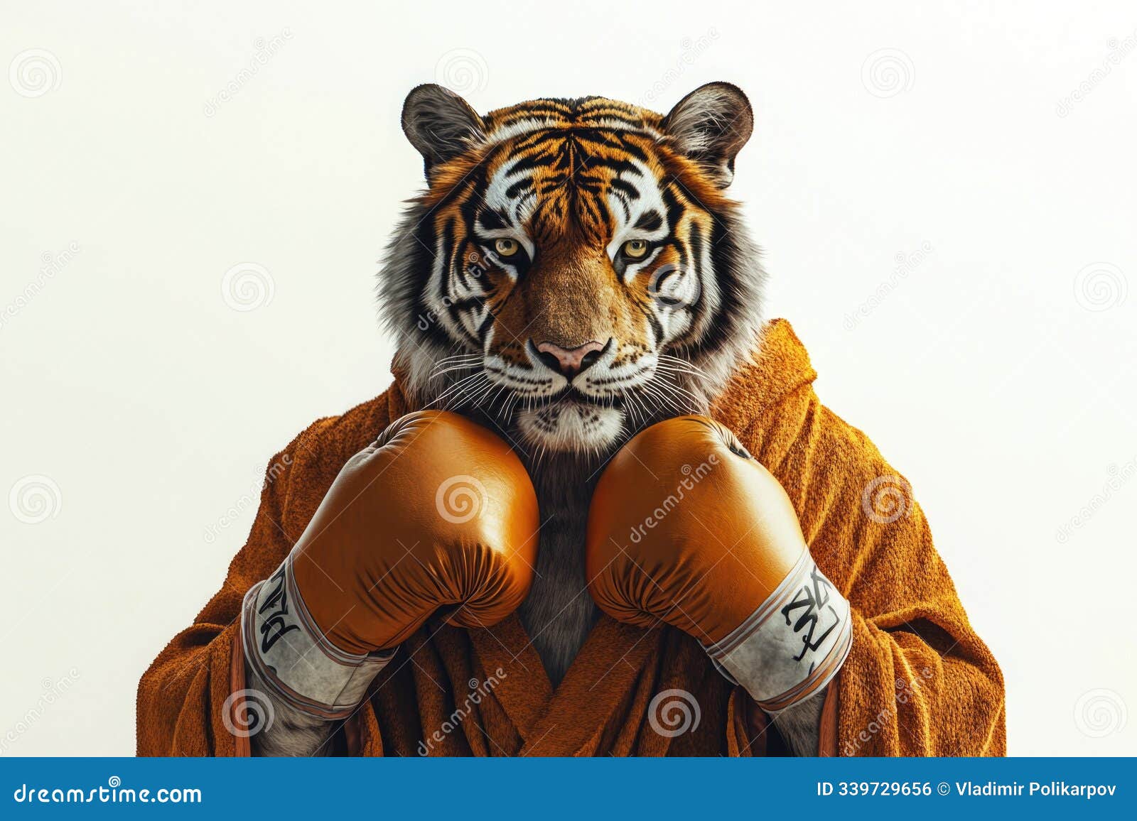 A Tiger Dressed in Boxing Attire, Ready for a Fight Stock Photo - Image ...