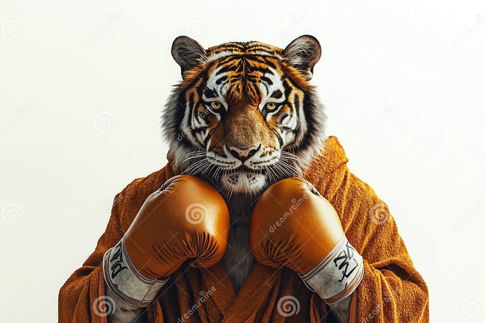 A Tiger Dressed in Boxing Attire, Ready for a Fight Stock Photo - Image ...