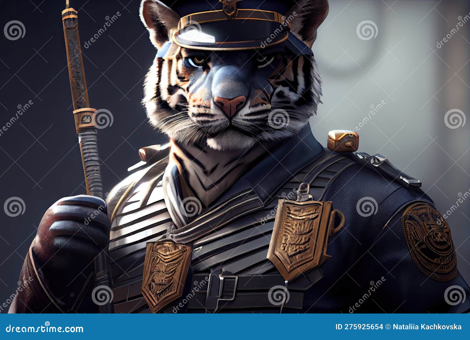 Tiger Dressed in Police Officer Uniform Stock Illustration ...