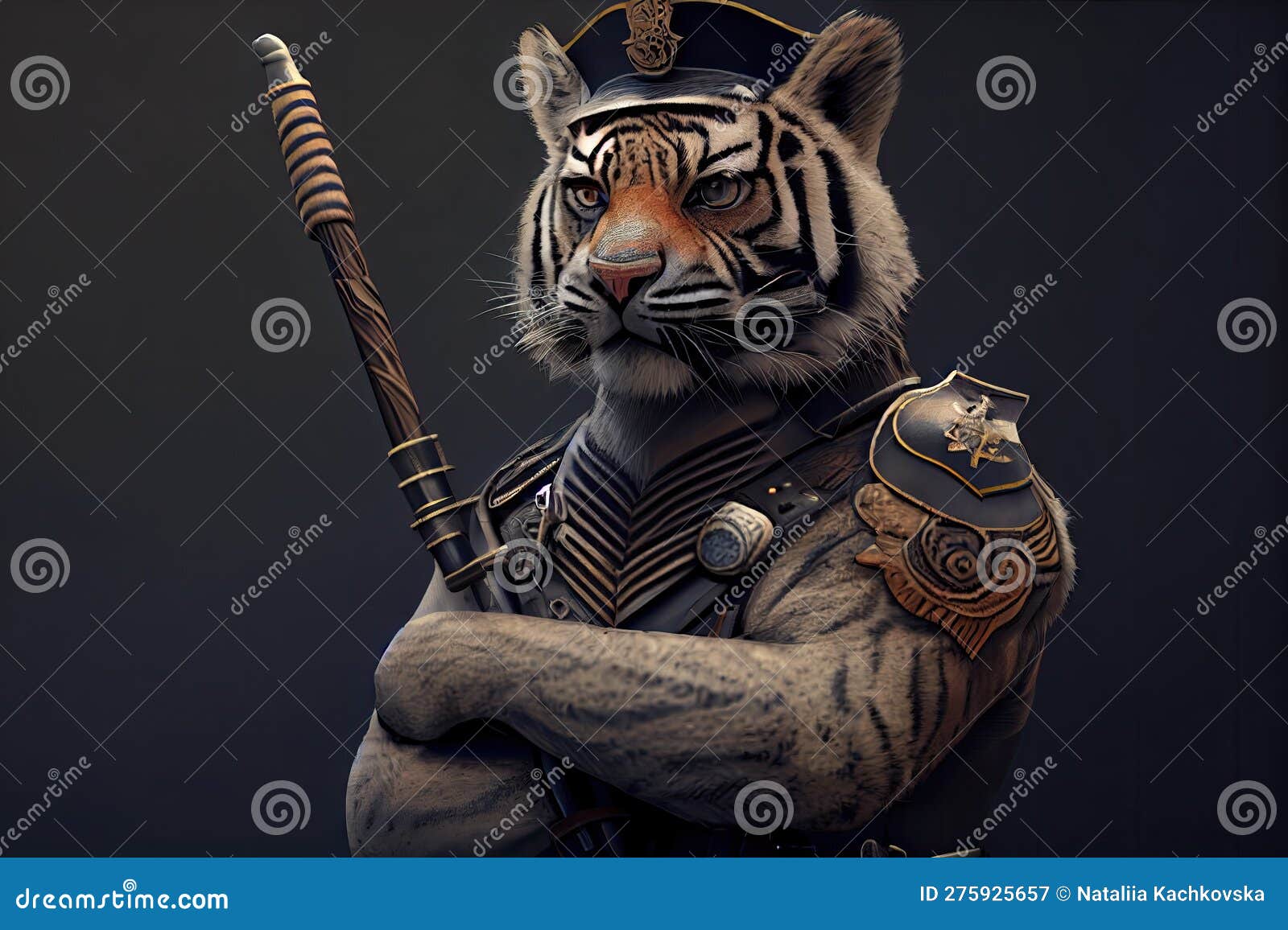 Tiger Dressed in Police Officer Uniform Stock Illustration ...