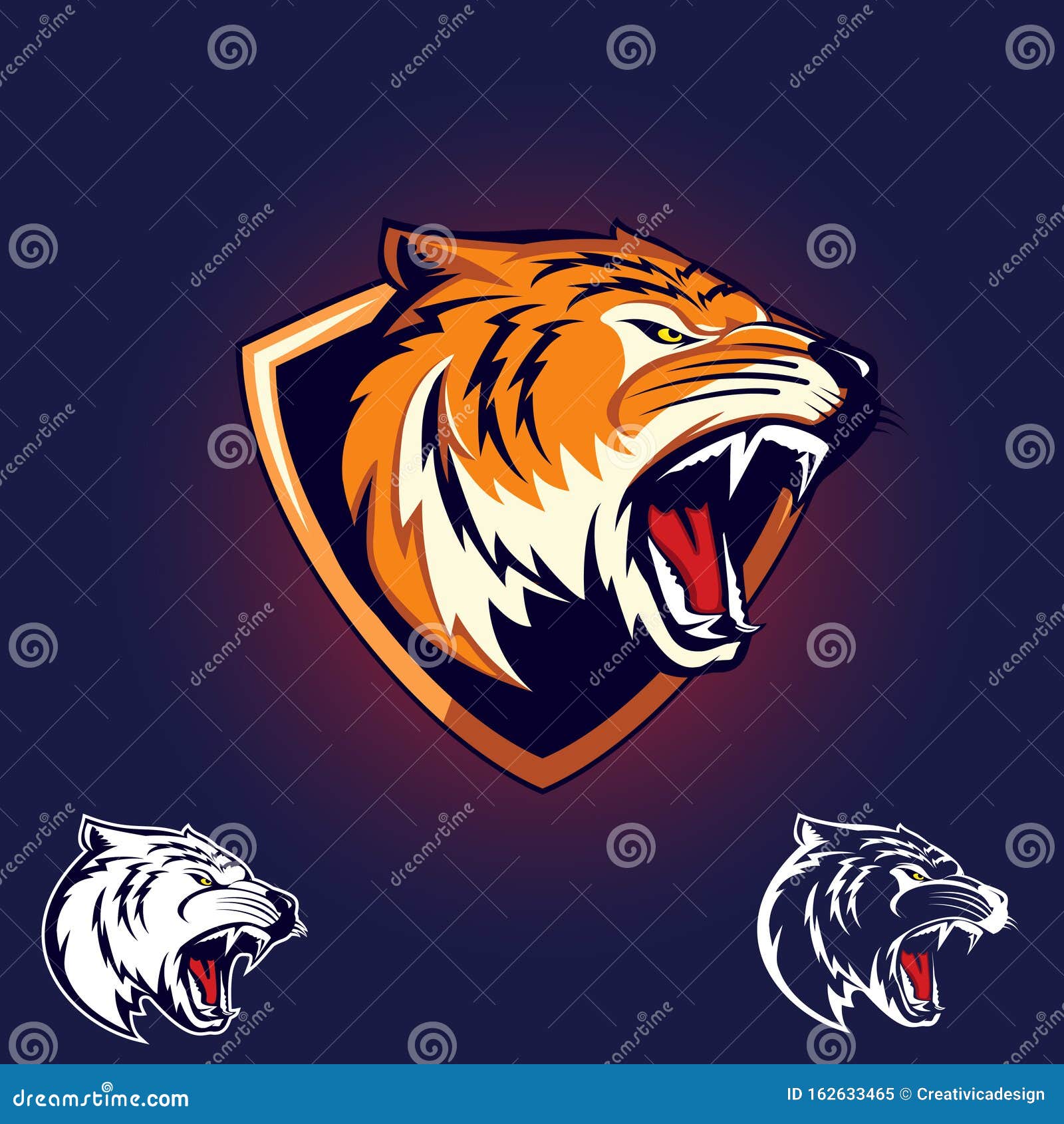 Tiger emblem logo set stock vector. Illustration of saber - 162633465