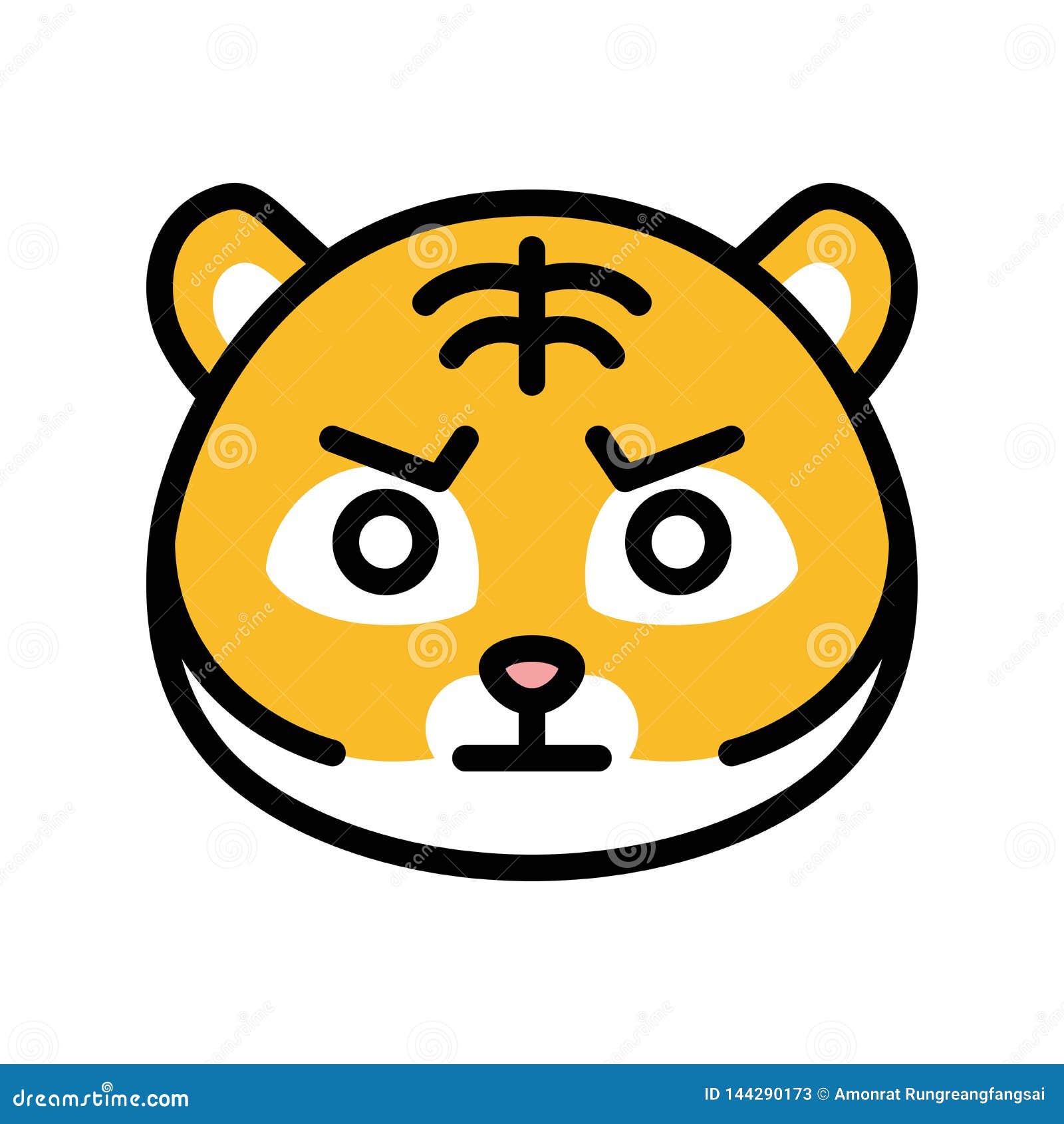 Tiger Emoticon Vector, Filled Style Editable Stroke Stock Vector ...