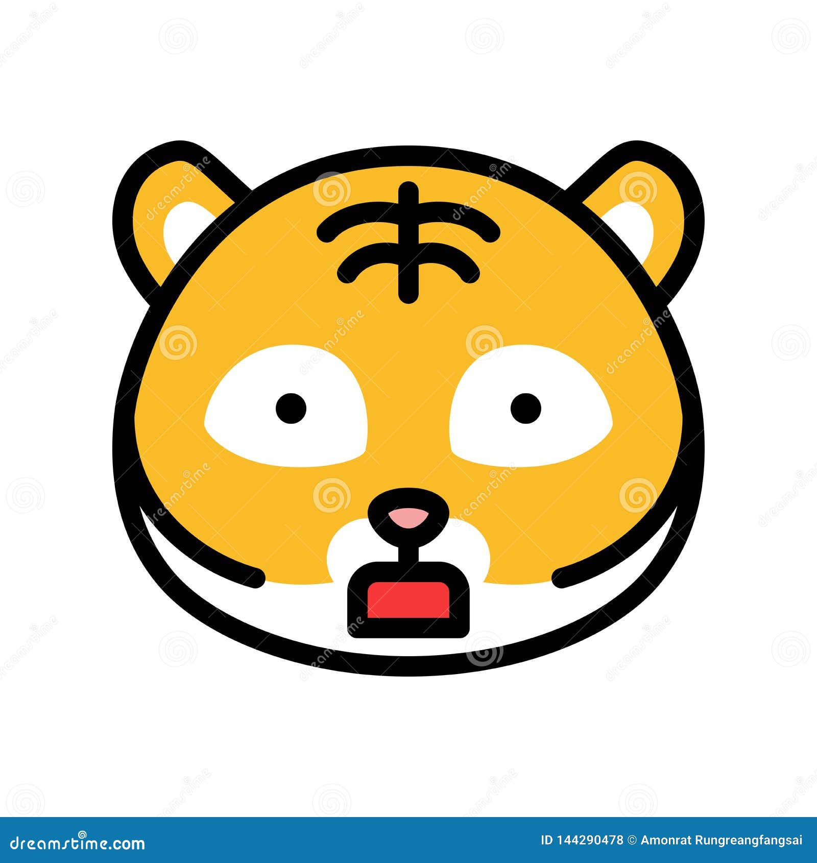 Tiger Emoticon Vector, Filled Style Editable Stroke Stock Vector ...