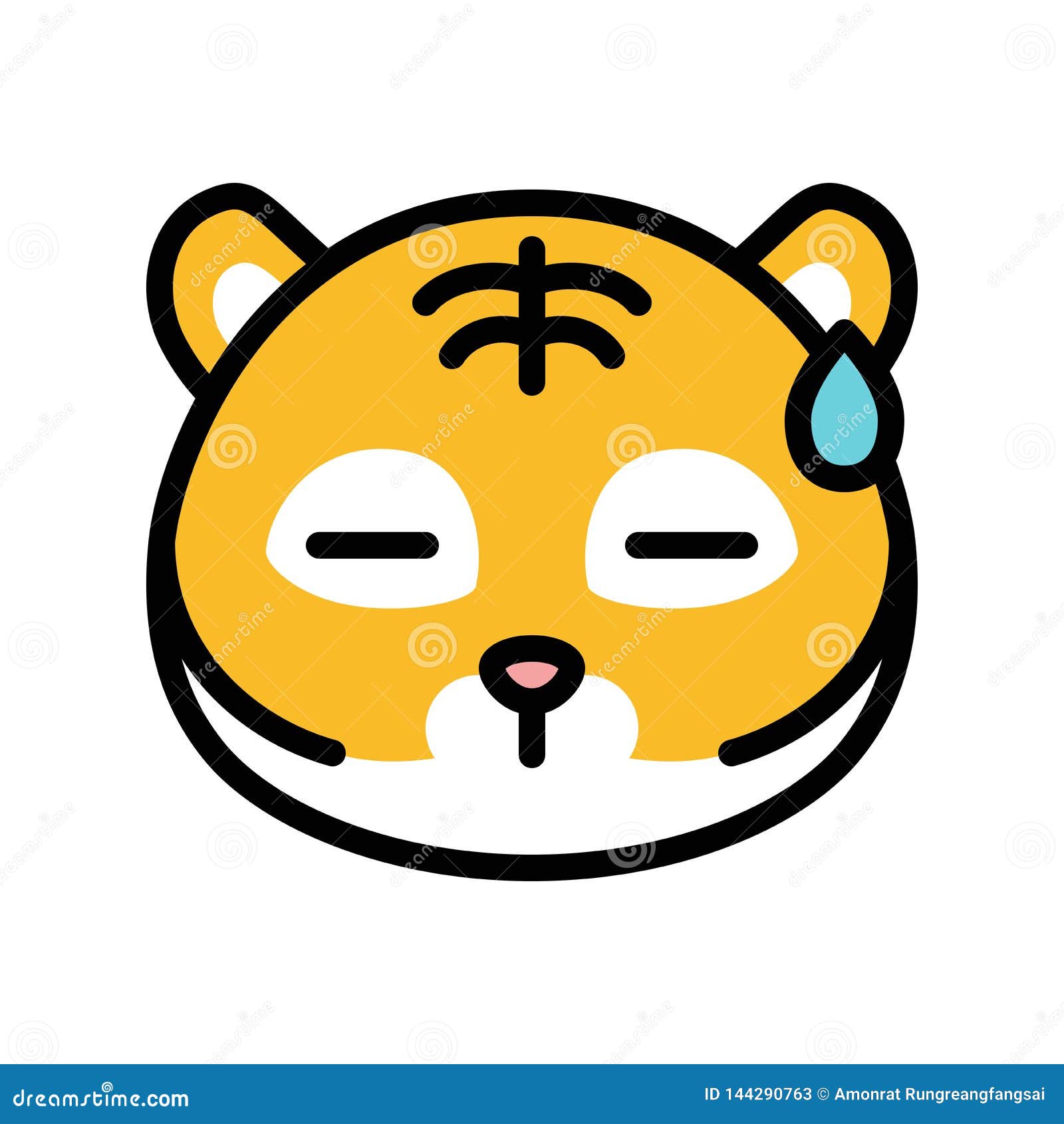 Tiger Emoticon Vector, Filled Style Editable Stroke Stock Vector ...