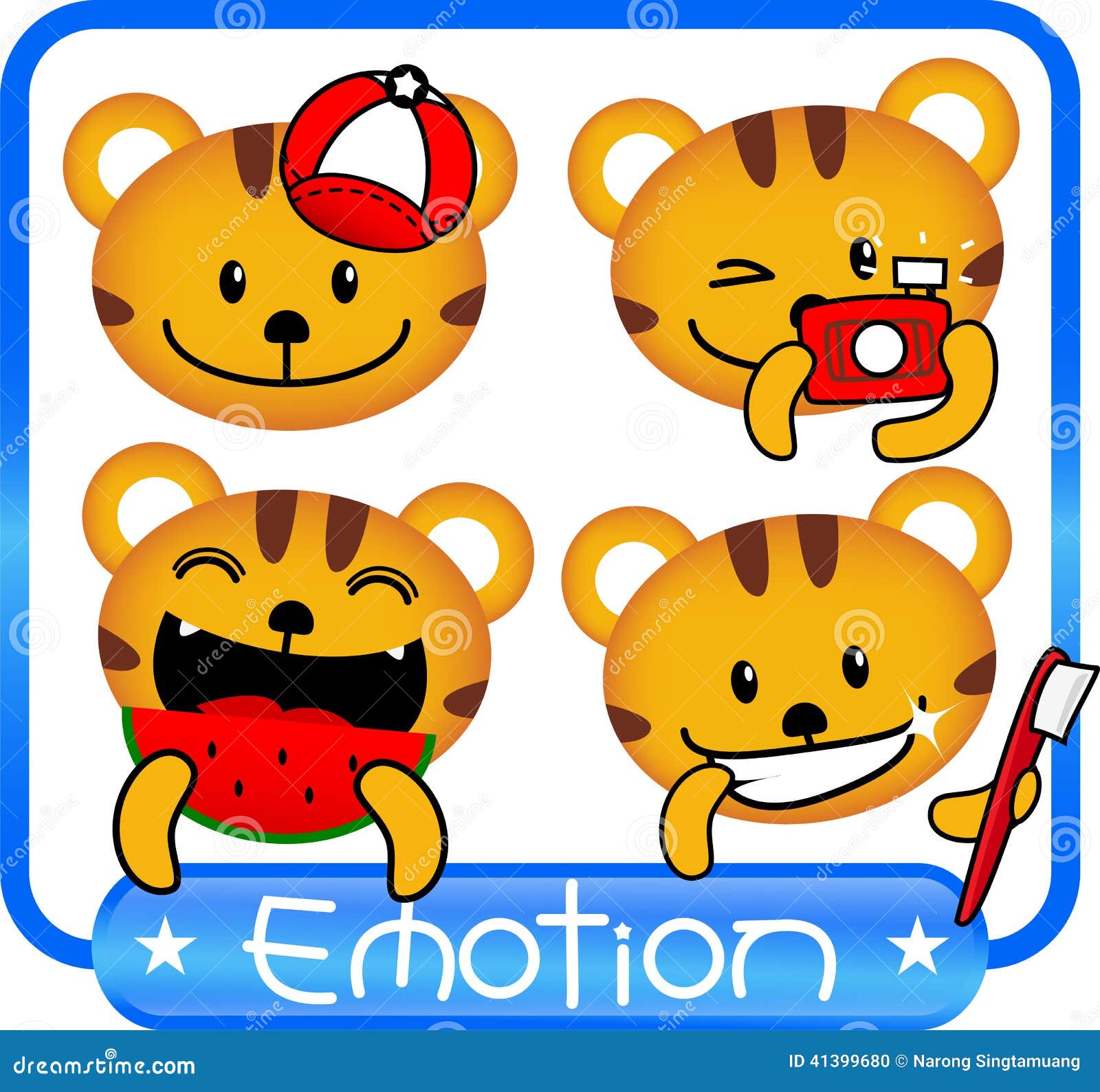 Tiger emotion cute stock vector. Illustration of emotion - 41399680