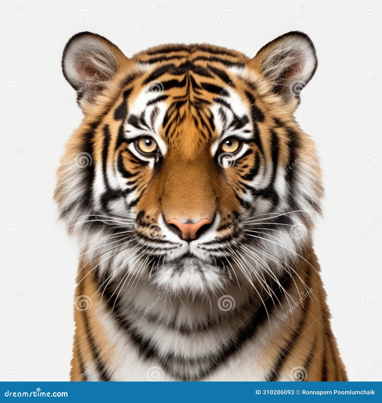 Tiger Face, Captured on a White Background Stock Illustration ...