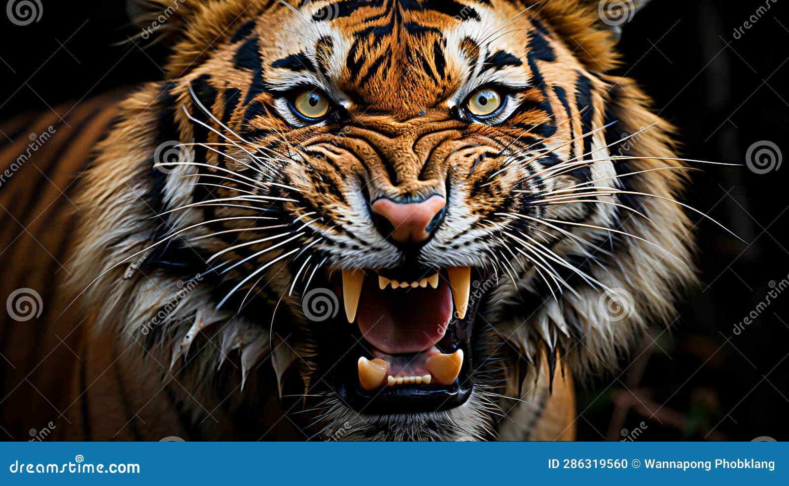 Tiger Faceroaring, Generative Ai Stock Illustration - Illustration of ...