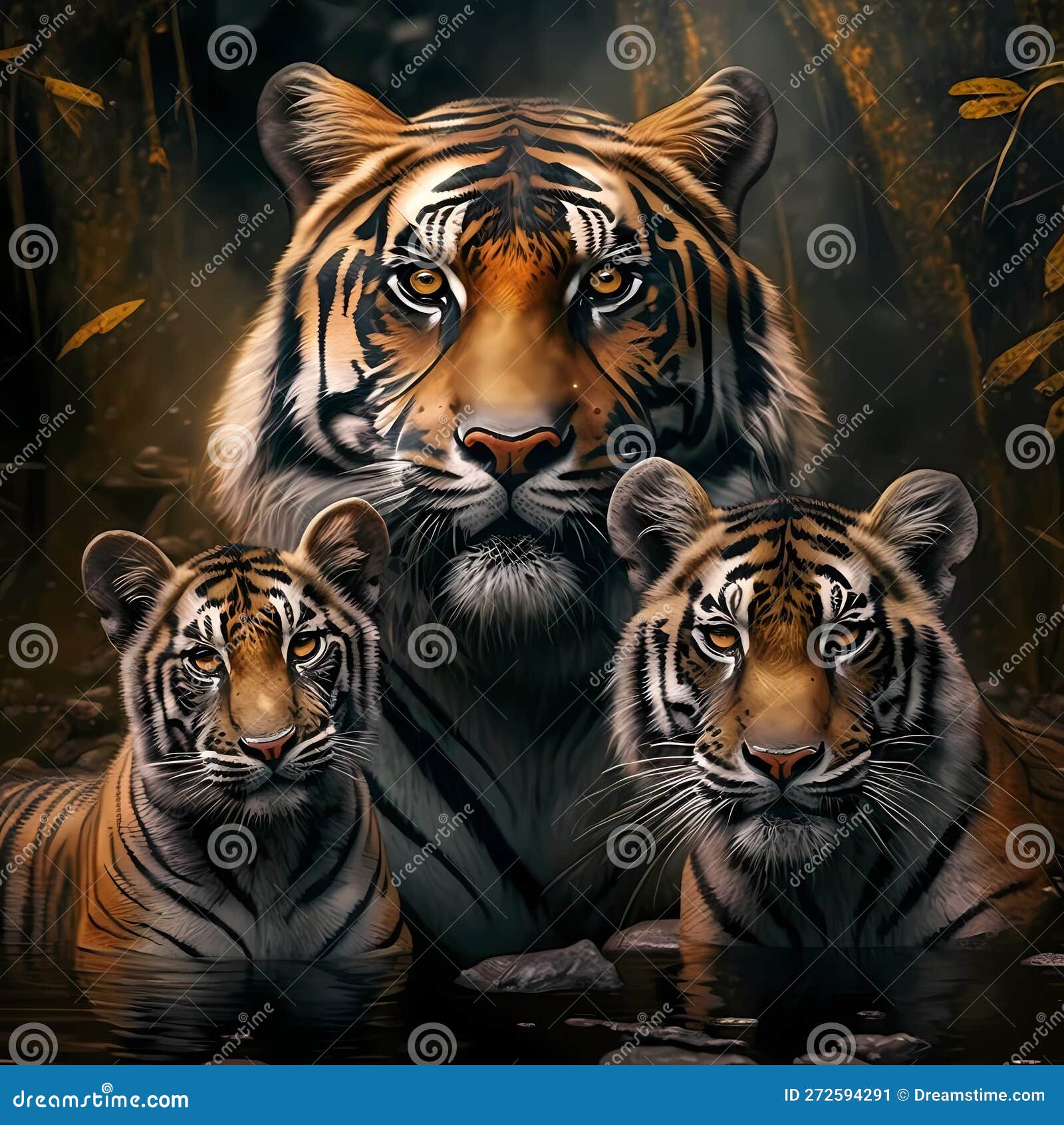 Tiger and Family. Generative AI Stock Illustration - Illustration of ...