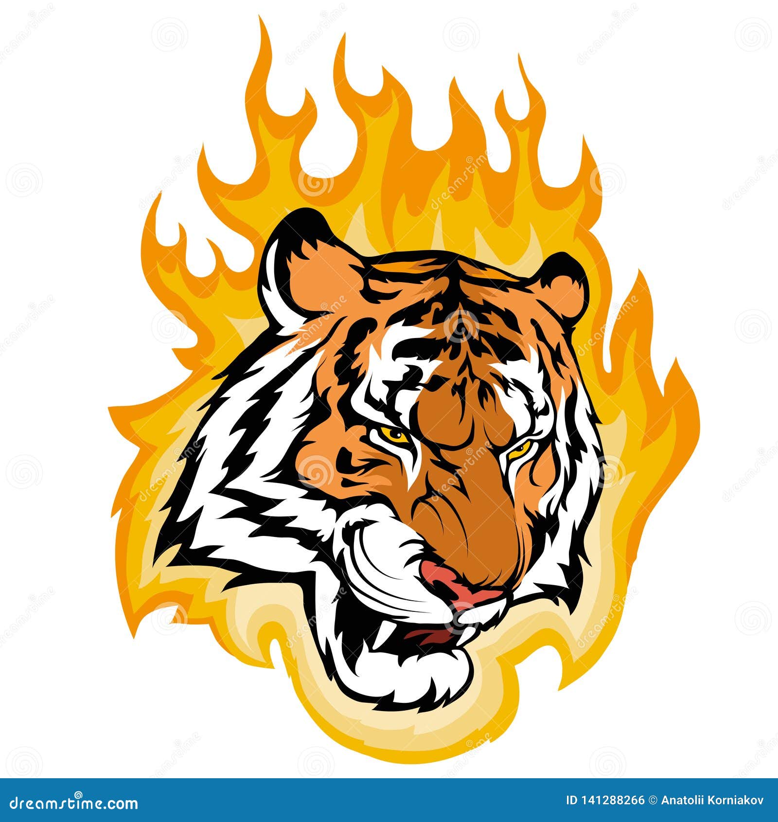 Tiger on Fire, Vector Graphic Stock Vector - Illustration of flower ...