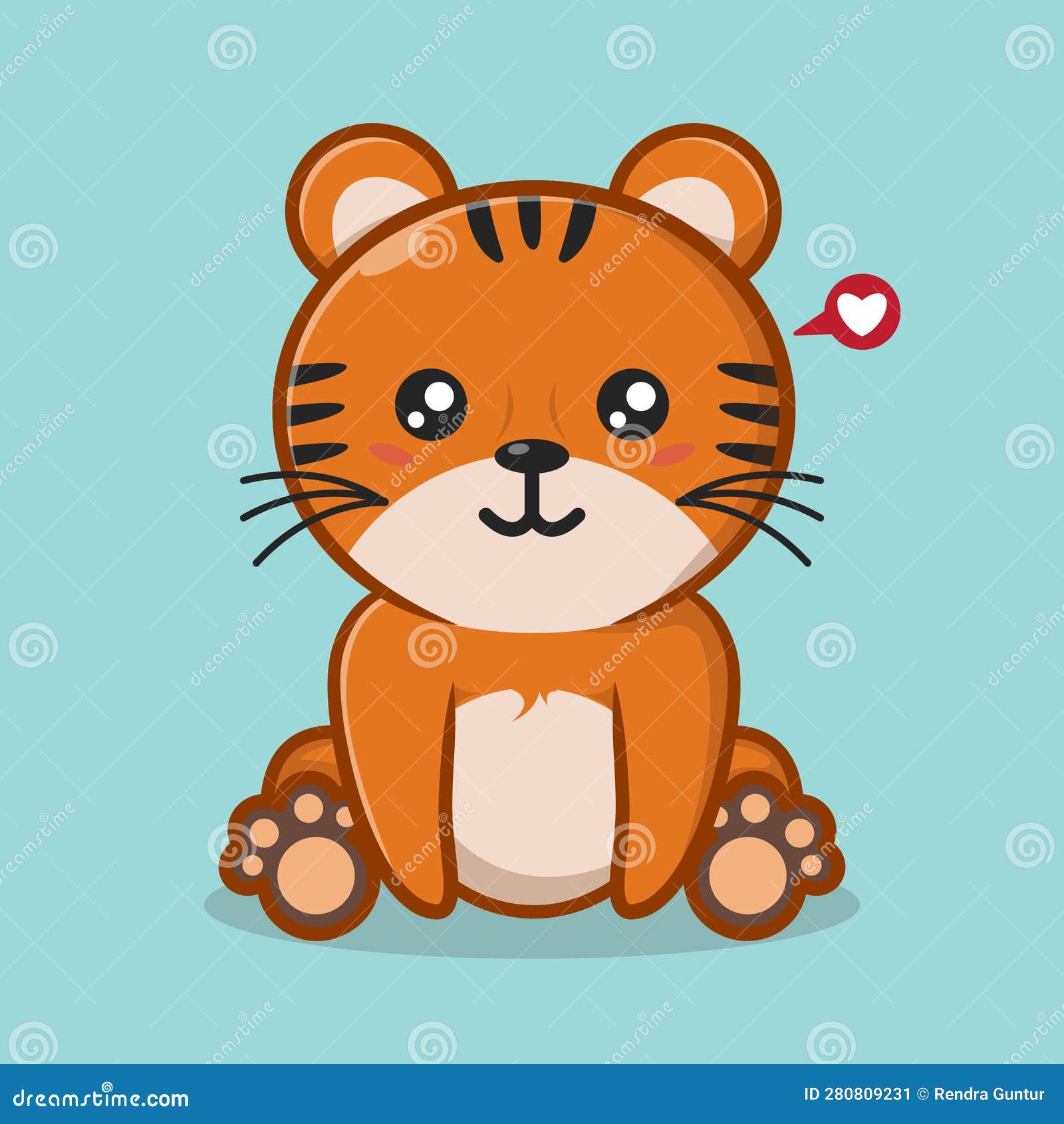 TIGER FLAT VECTOR ILLUSTRATION Stock Vector - Illustration of drawing ...