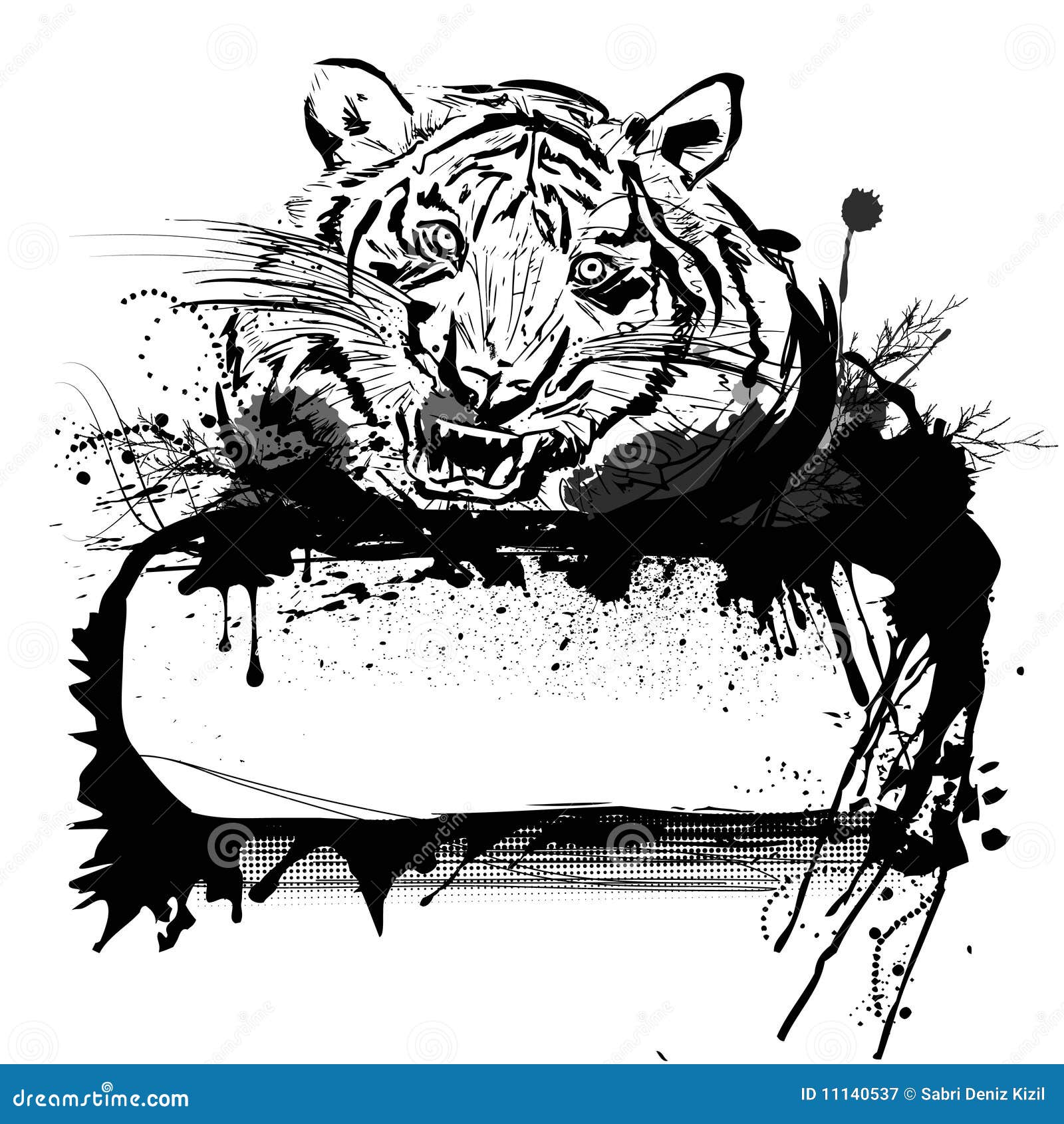 Tiger and frame stock vector. Illustration of florurish - 11140537