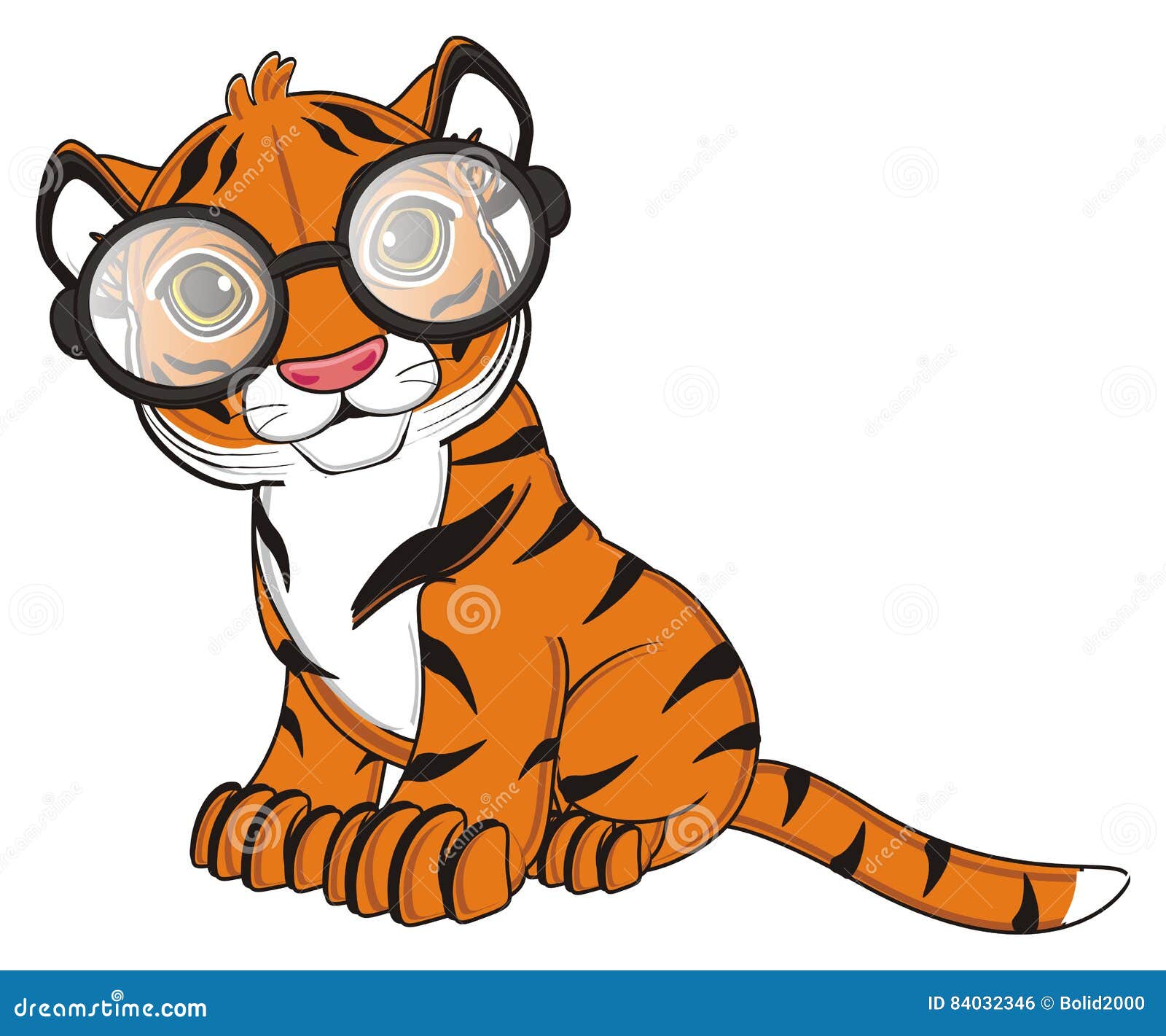 Tiger in glasses stock illustration. Illustration of portrait - 84032346