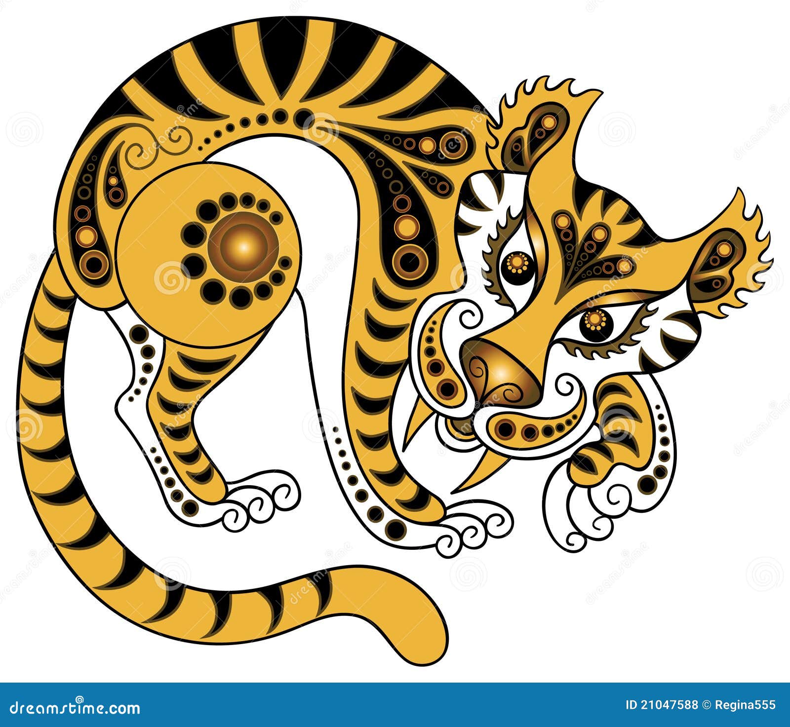 Tiger in gold style stock vector. Illustration of pattern - 21047588