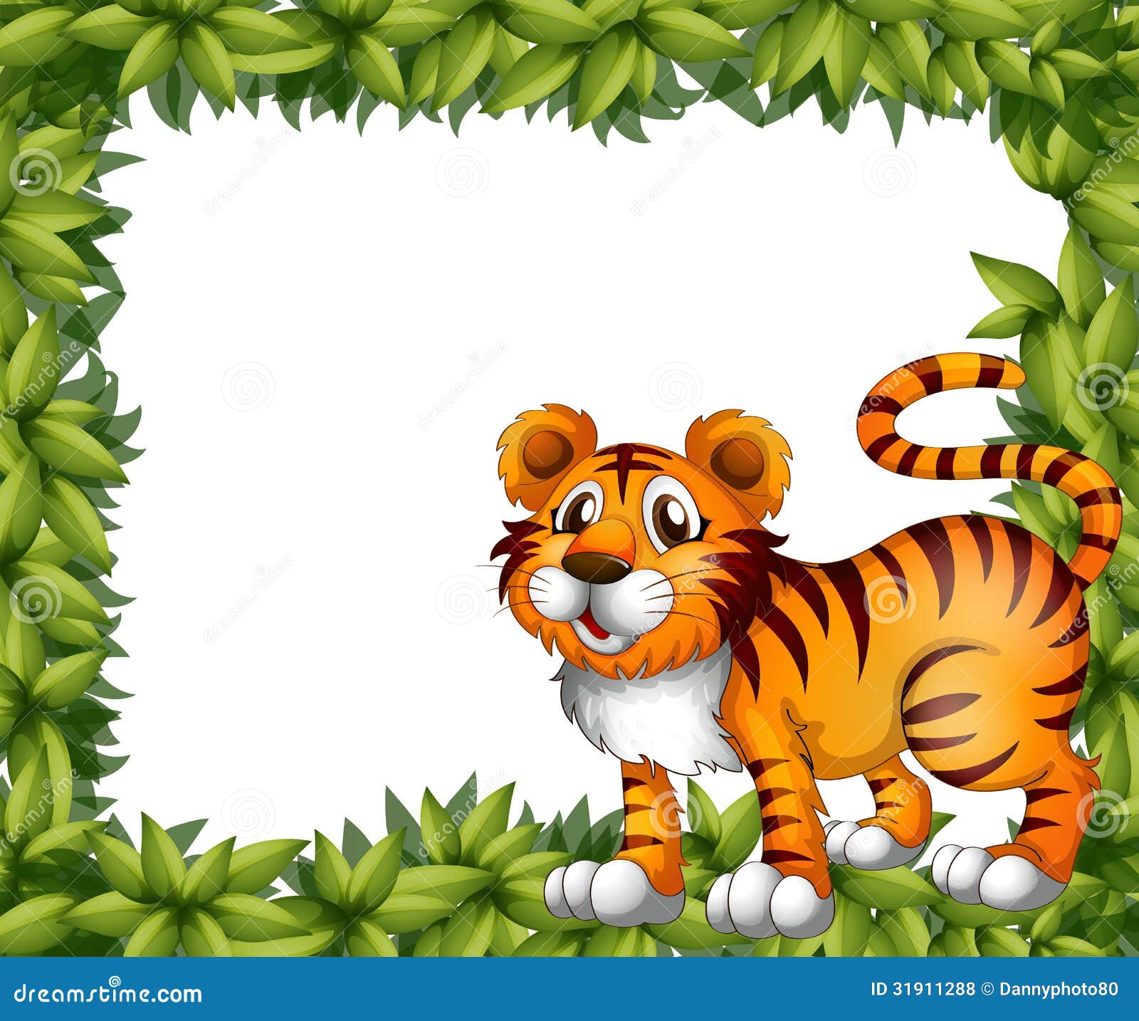 A tiger in green frame stock vector. Illustration of borders - 31911288