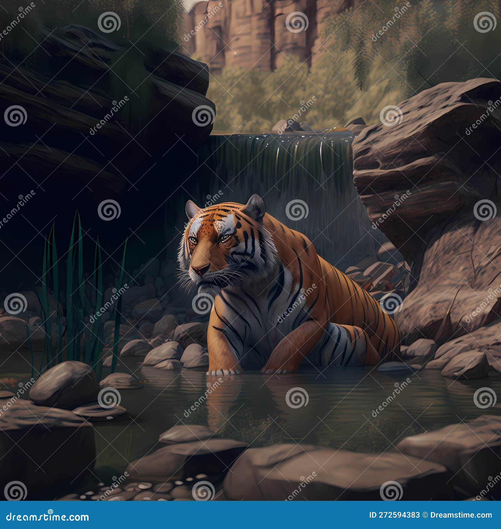 Tiger Habitats. Generative AI Stock Illustration - Illustration of wild ...