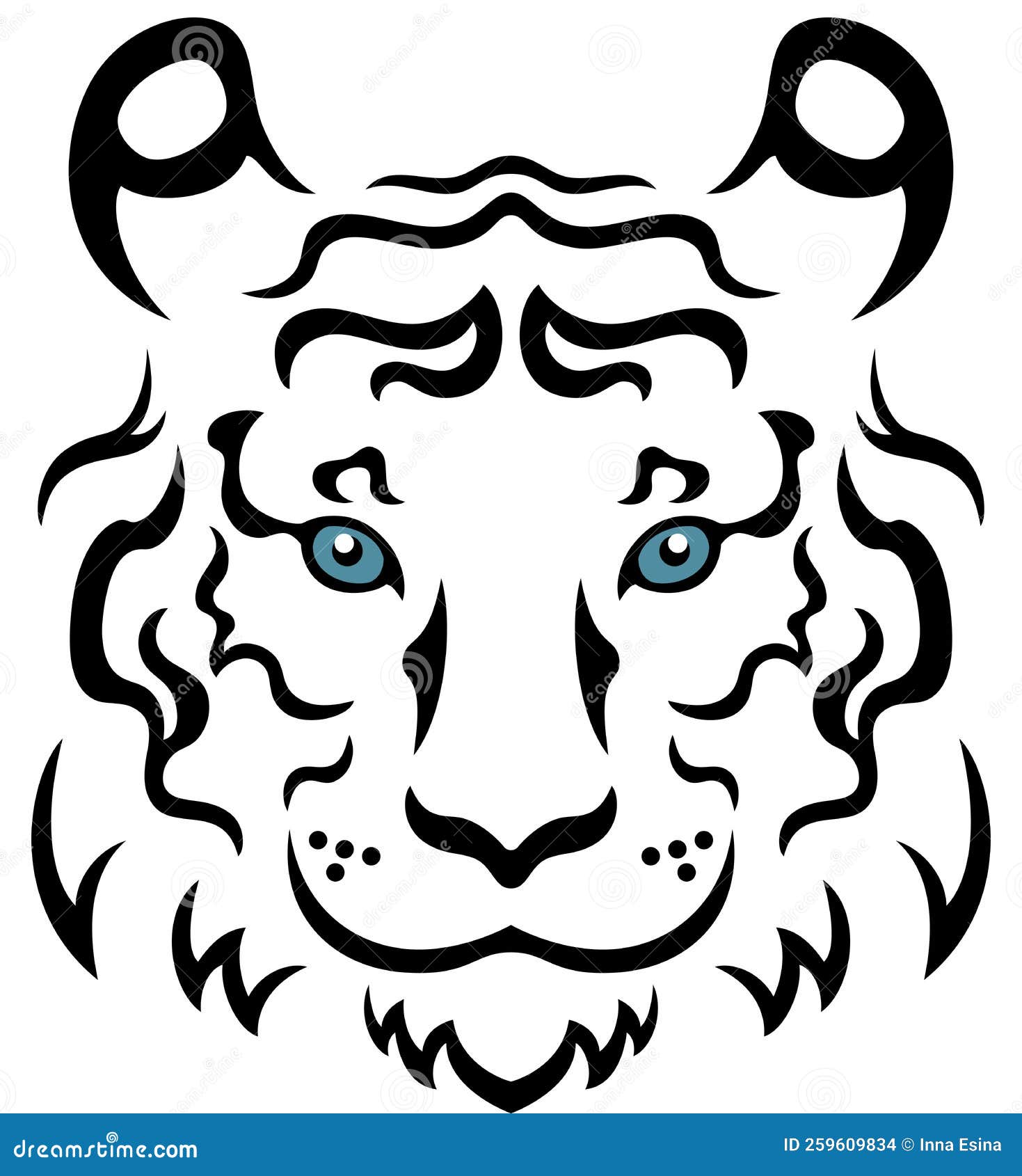 Tiger had tattoo stock vector. Illustration of contour - 259609834