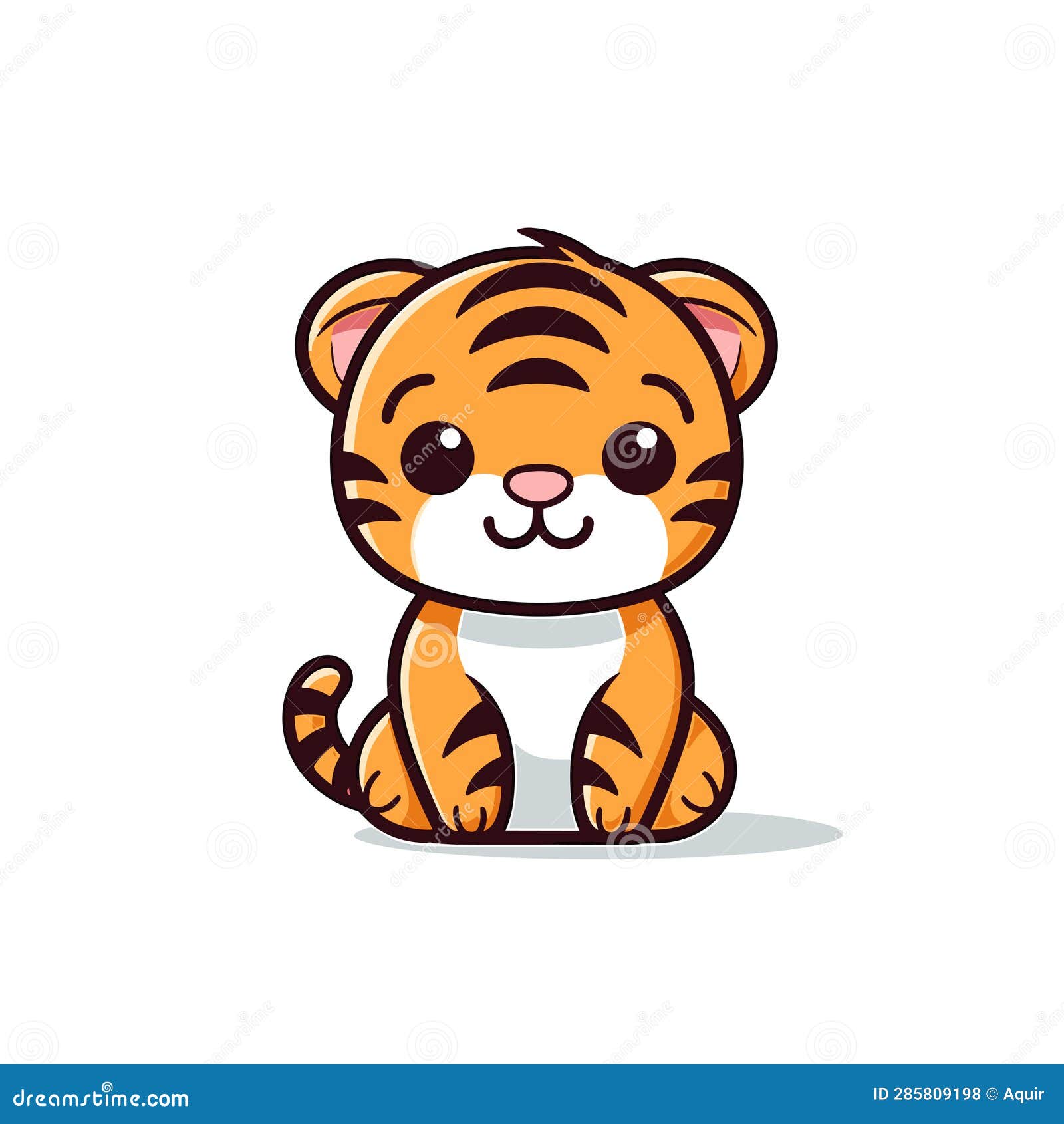 Tiger. Tiger Hand-drawn Comic Illustration. Cute Vector Doodle Style ...