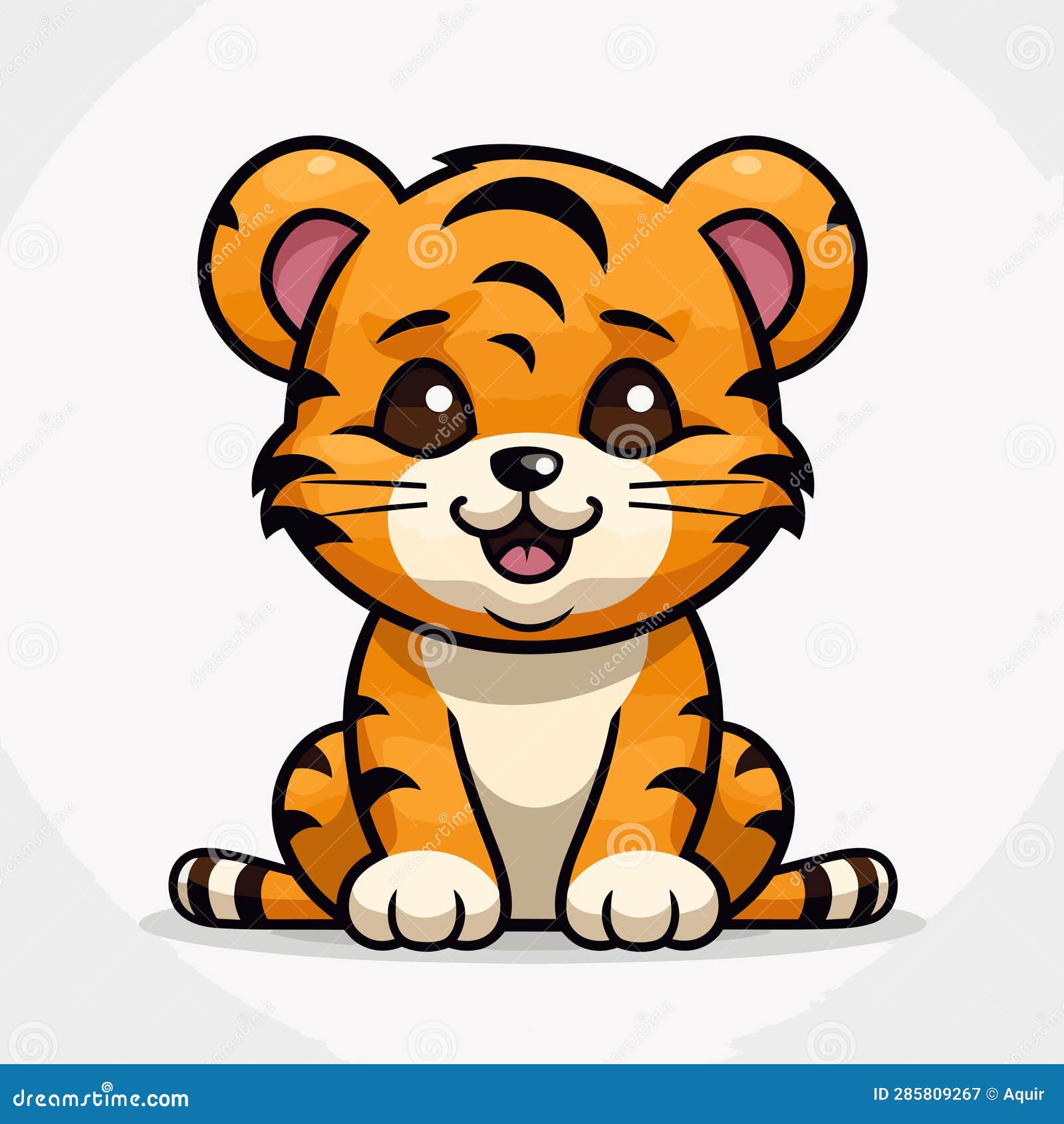 Tiger. Tiger Hand-drawn Comic Illustration. Cute Vector Doodle Style ...