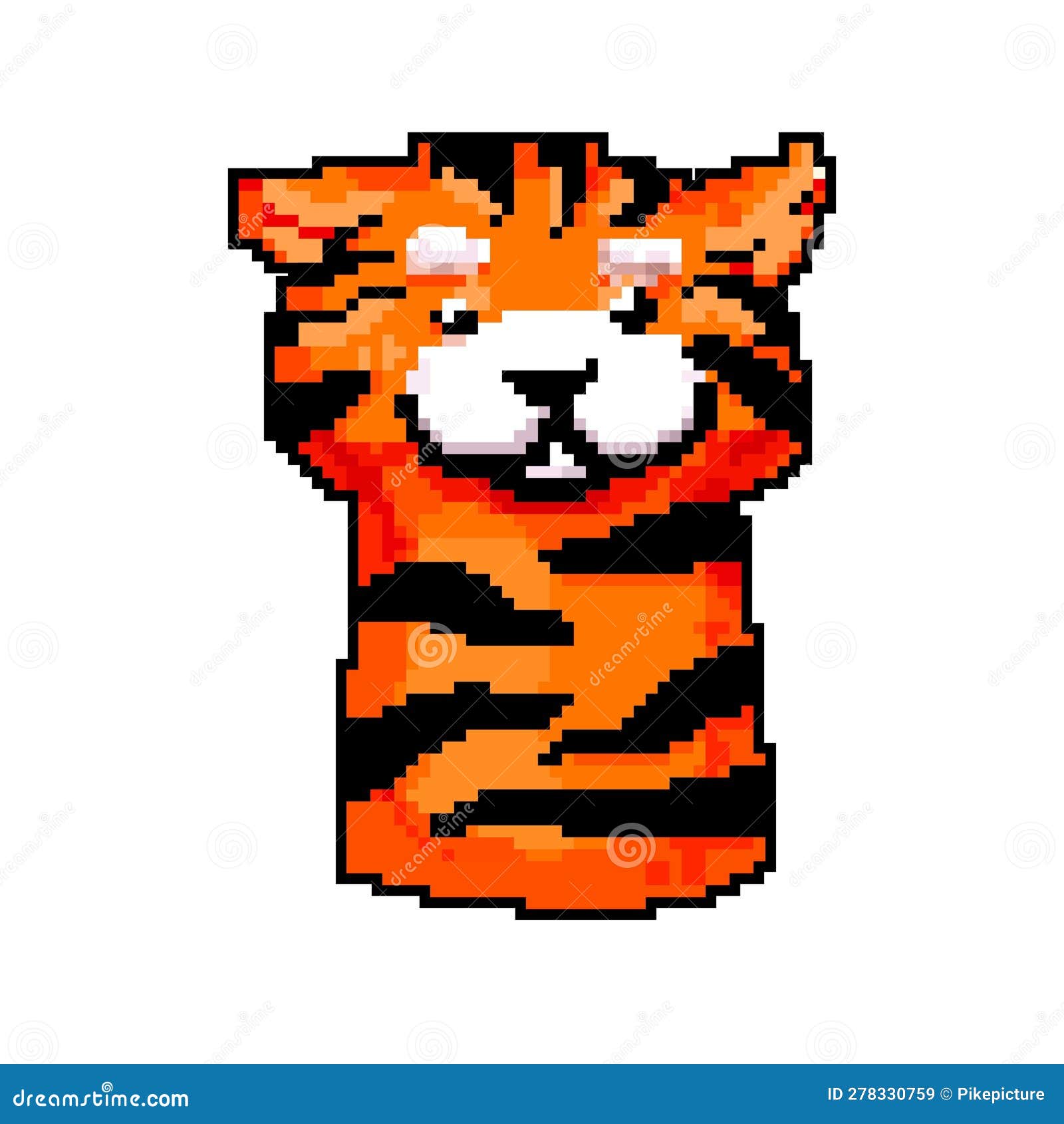Tiger Pixel Art Safari Animal Video Game Cartoon | CartoonDealer.com ...
