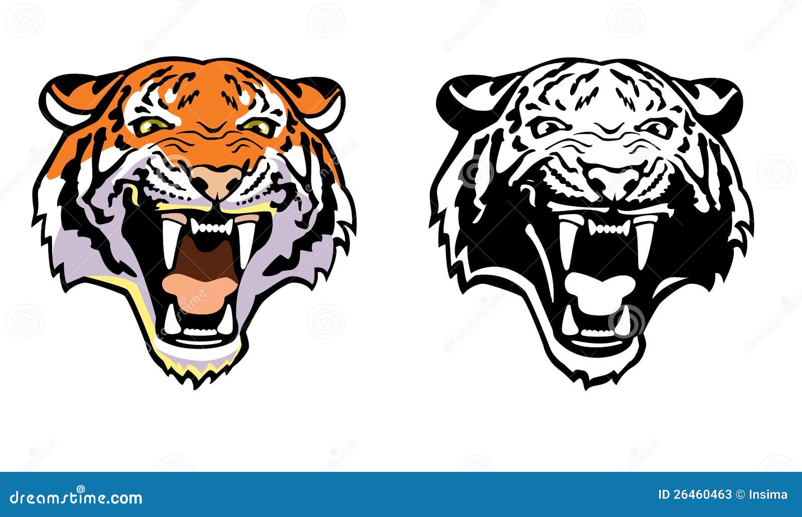Tigress Head Looks To The Side In Three Quarters Cartoon Vector ...