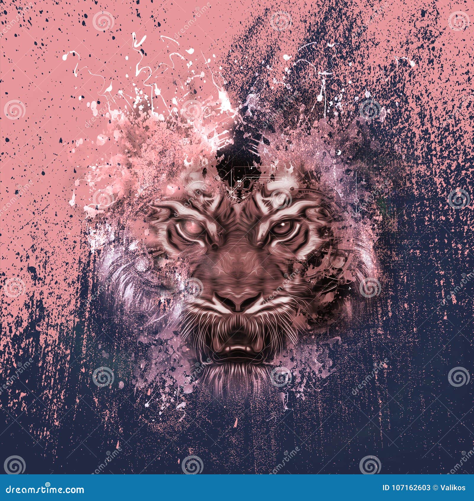 Tiger Head on Abstract Background Stock Illustration - Illustration of ...