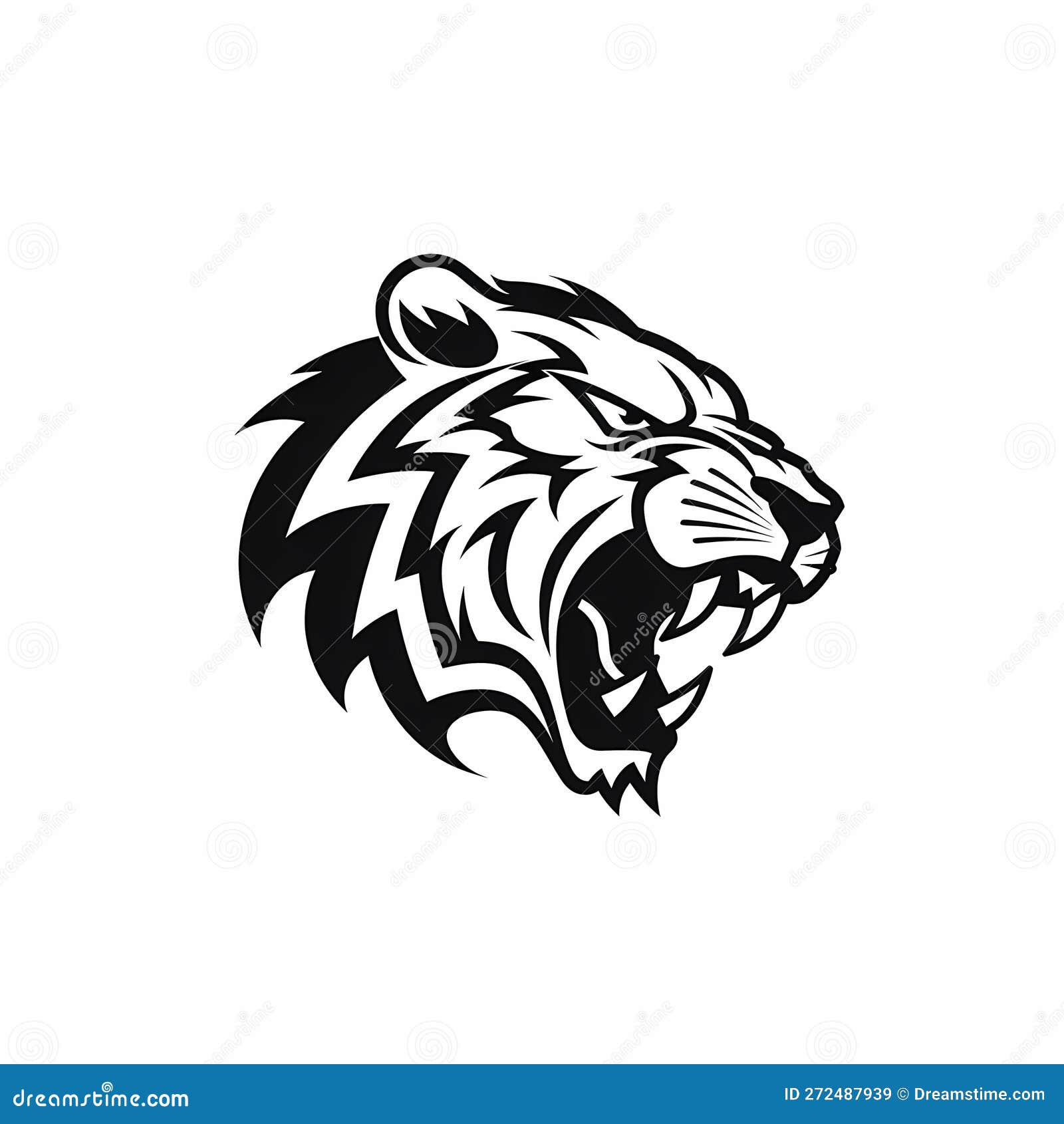 Tiger Head Black and White Illustration. Generative AI Stock ...