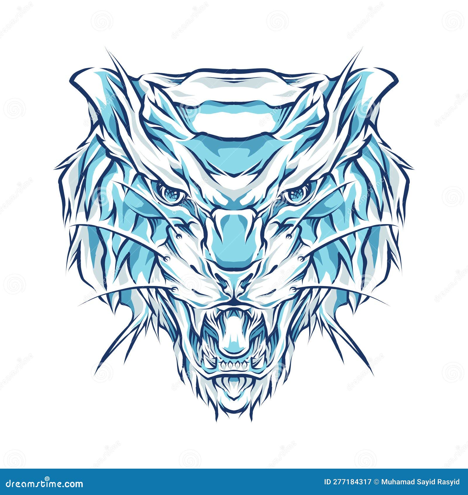Blue tiger roar stock vector. Illustration of tropical - 277184317